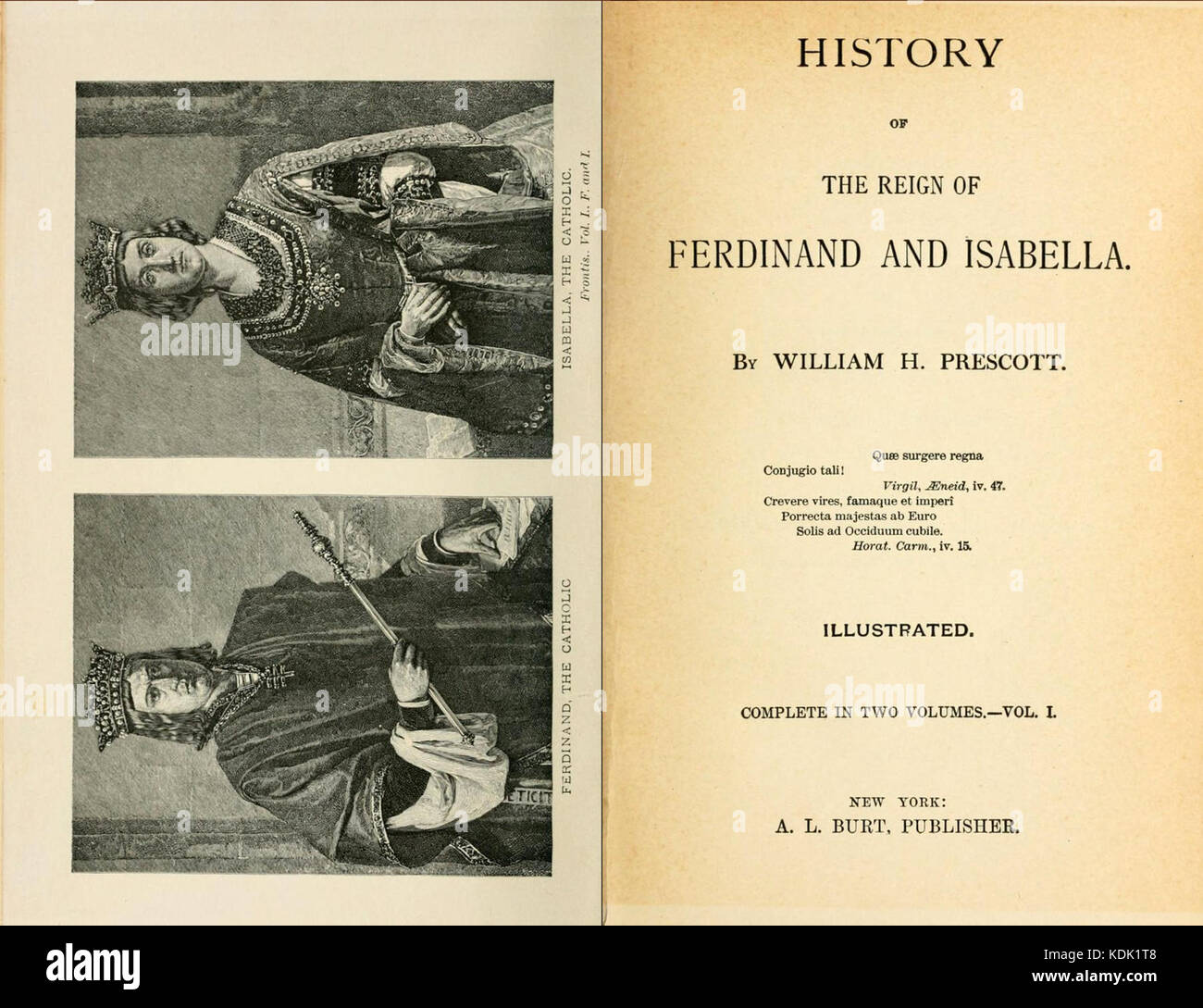 History of Ferdinand and Isabella 1838 title pages Stock Photo - Alamy