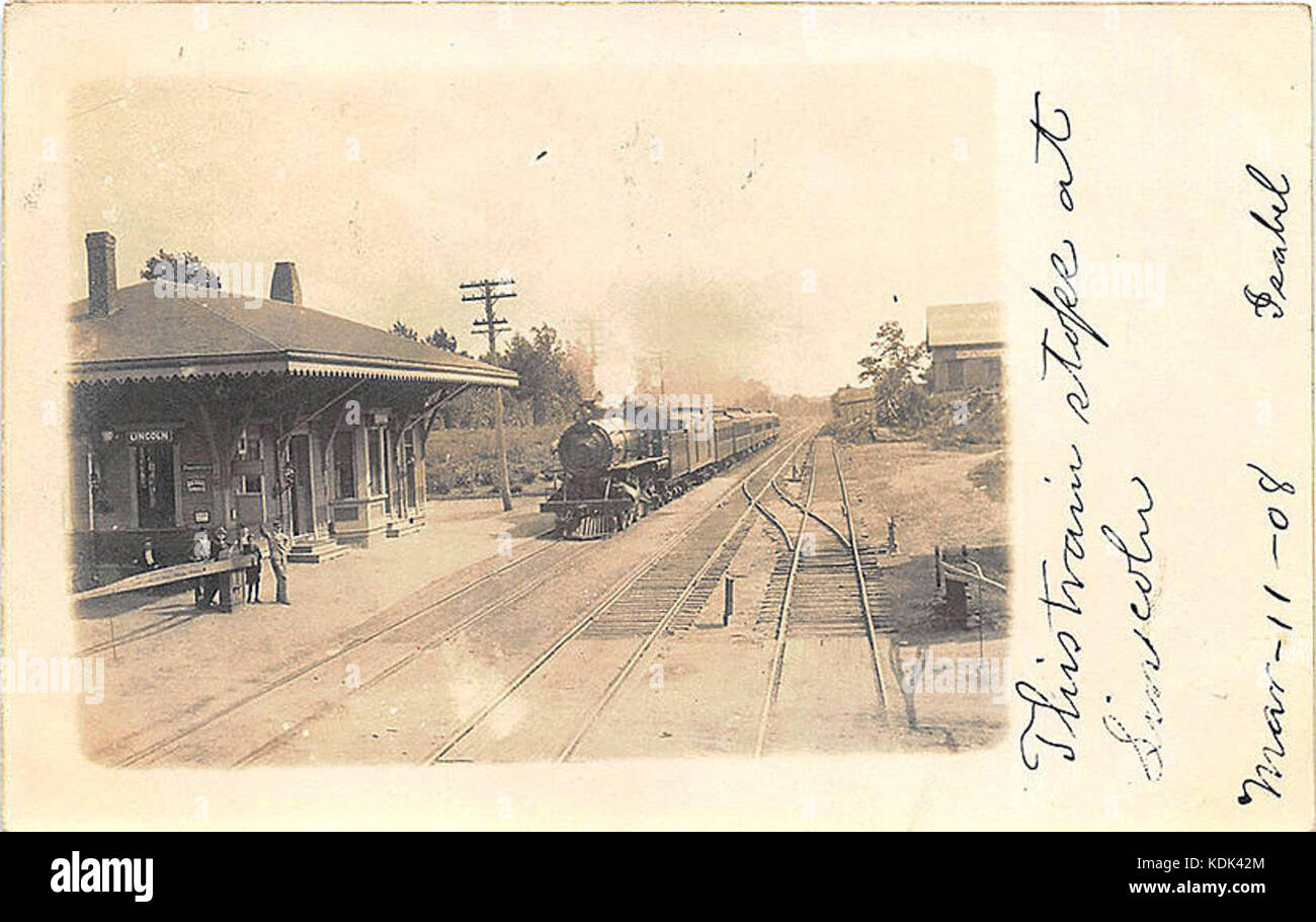 Lincoln station 1908 postcard Stock Photo - Alamy