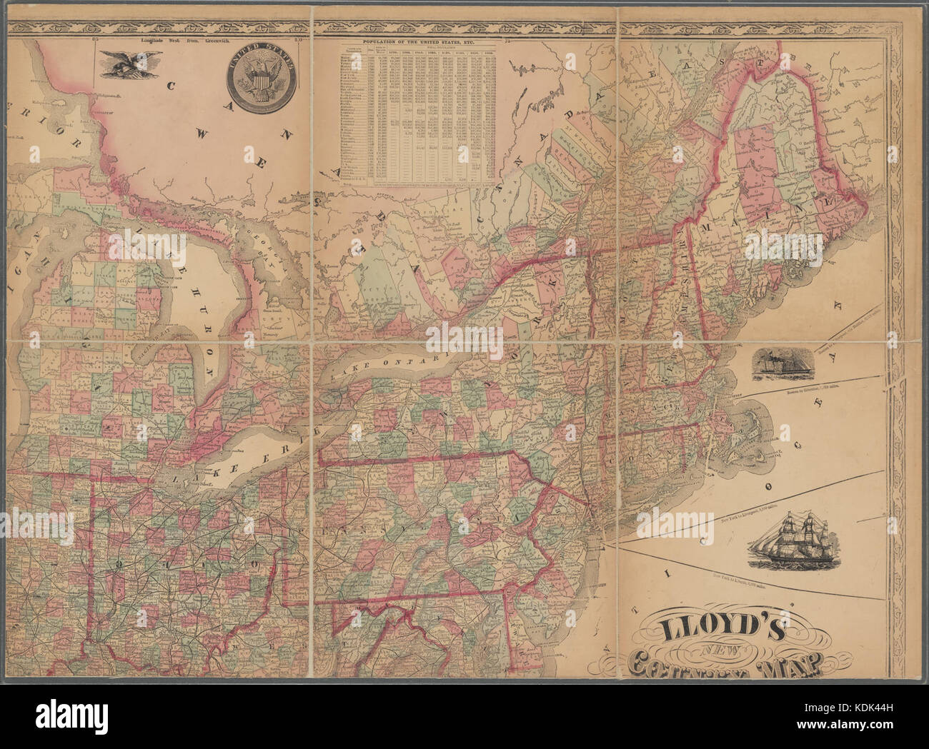 Lloyd's new county map of the United States and Canadas showing battle ...