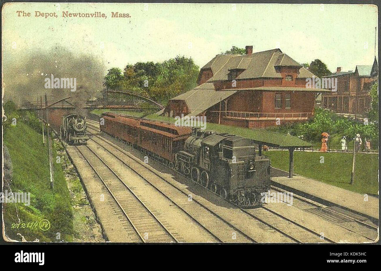 Newtonville station 1911 postcard Stock Photo - Alamy