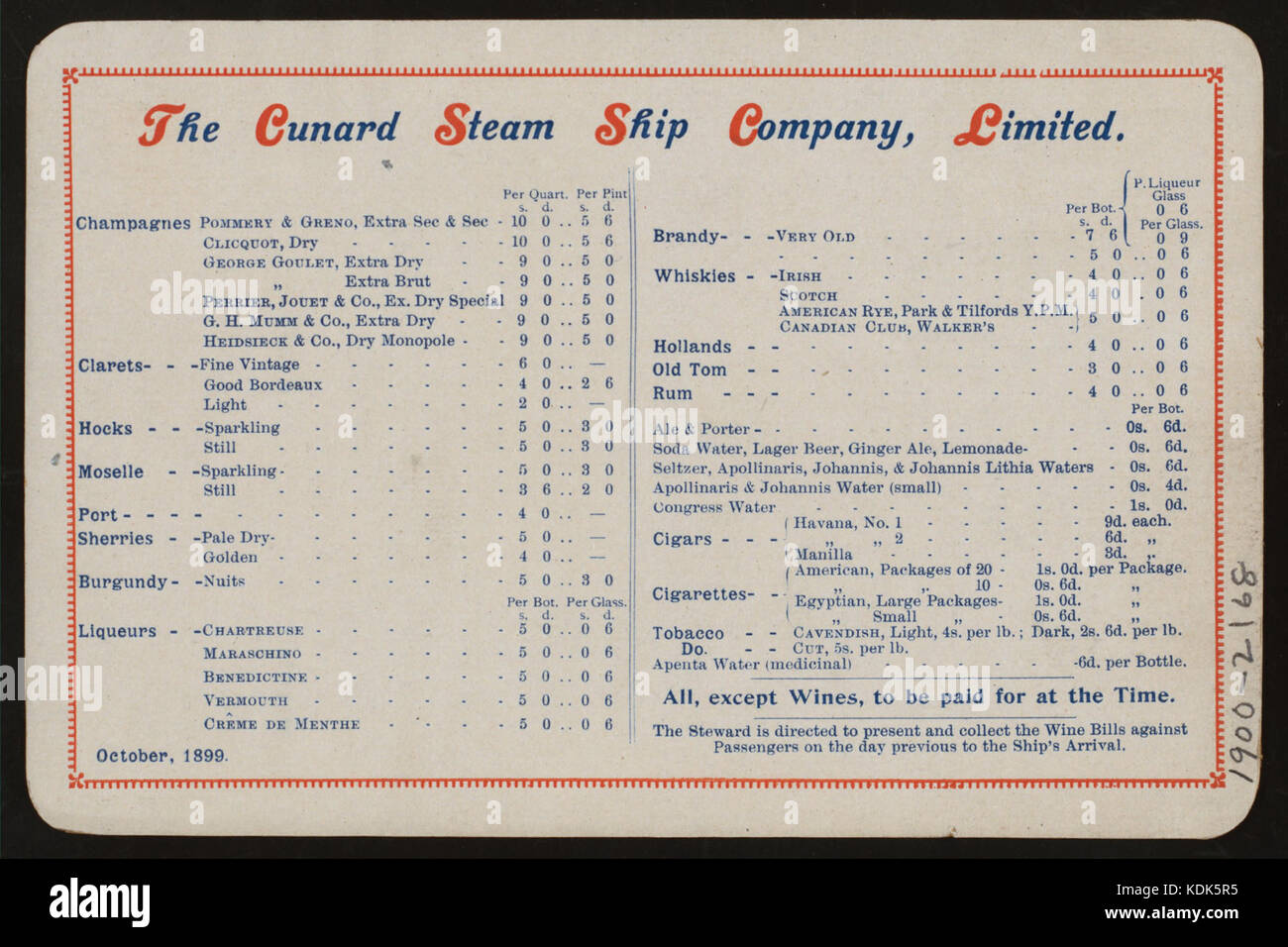 LUNCHEON (held by) CUNARD LINE (at) EN ROUTE ON BOARD R.M.S. CAMPANIA ...