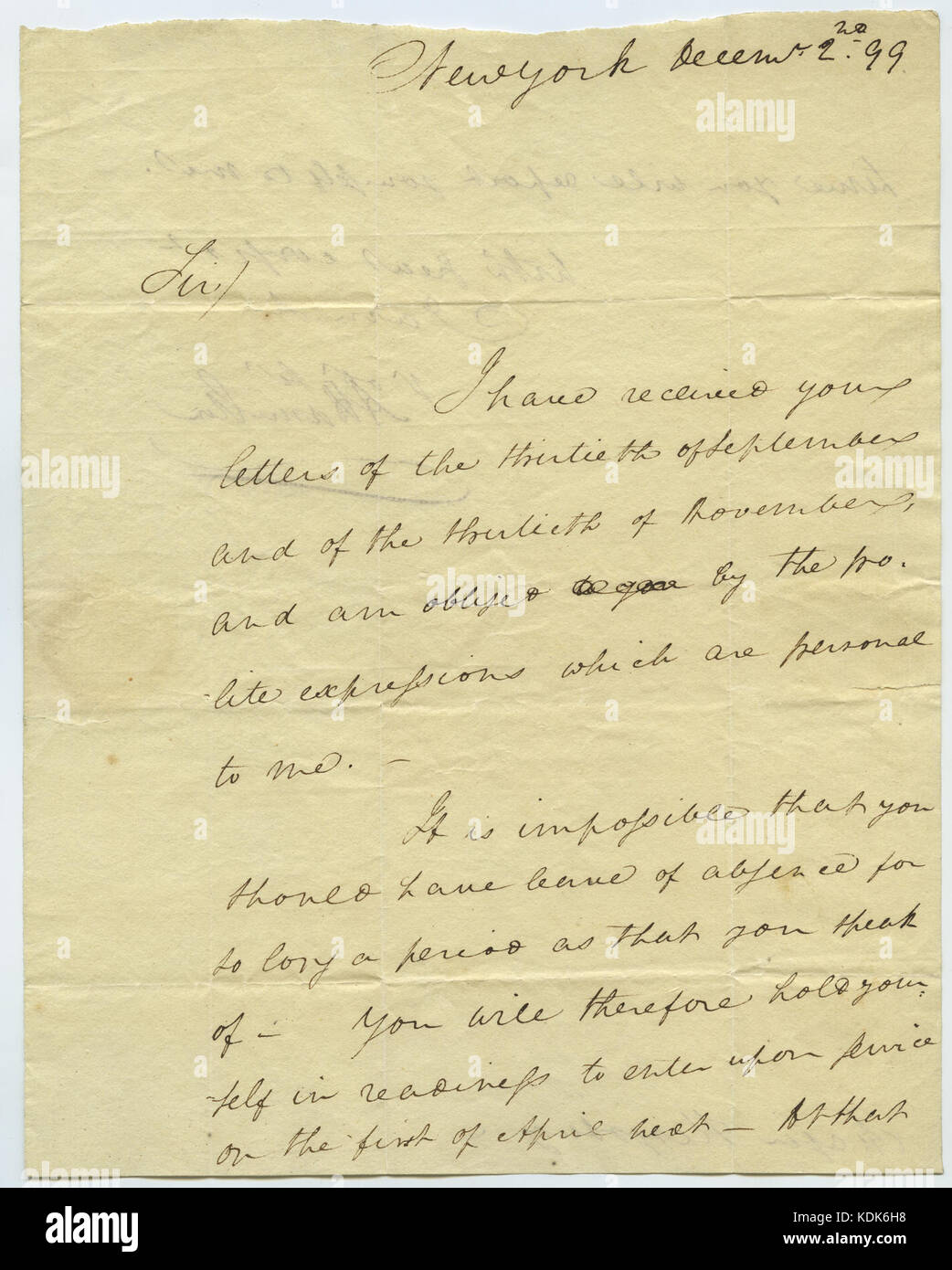Letter signed A. Hamilton (Alexander Hamilton), New York, to Major ...