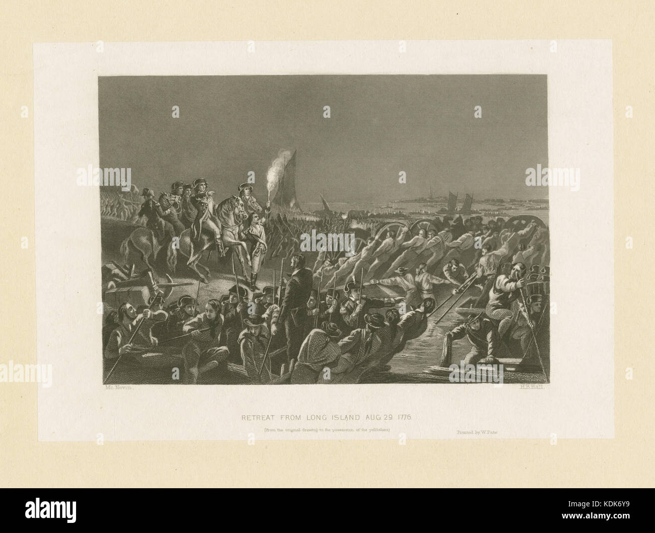 This image depicts the Retreat from Long Island on August 29, 1776, a ...