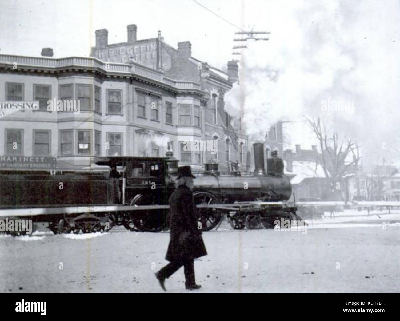 Level crossing at Newton Corner in the 1890s Stock Photo - Alamy