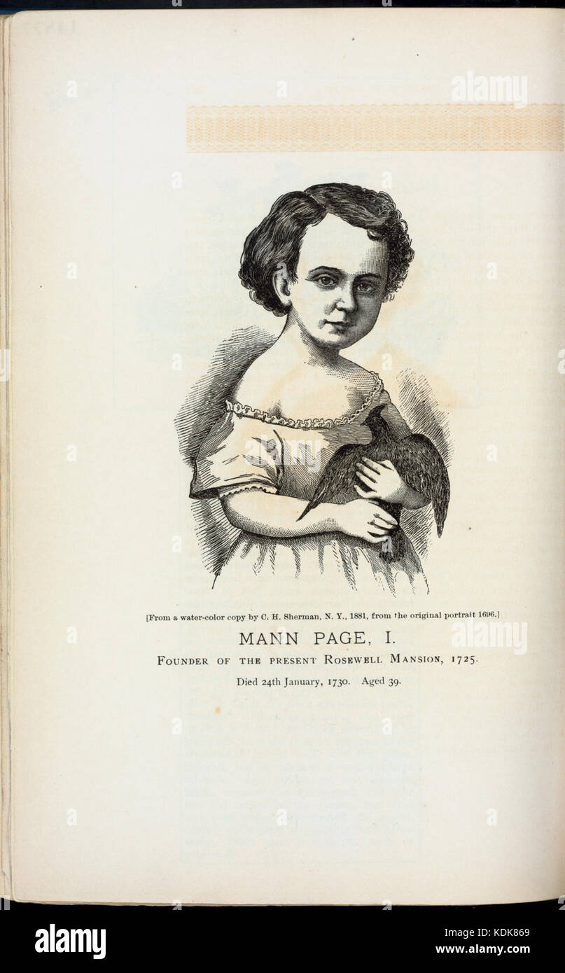 Mann Page, I. Founder of the present Rosewell Mansion, 1725. Died 24th ...