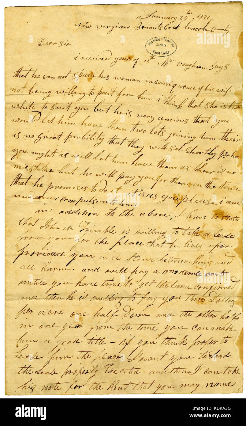 Letter signed David Diggs to Henry Chouteau, St. Louis, Missouri ...