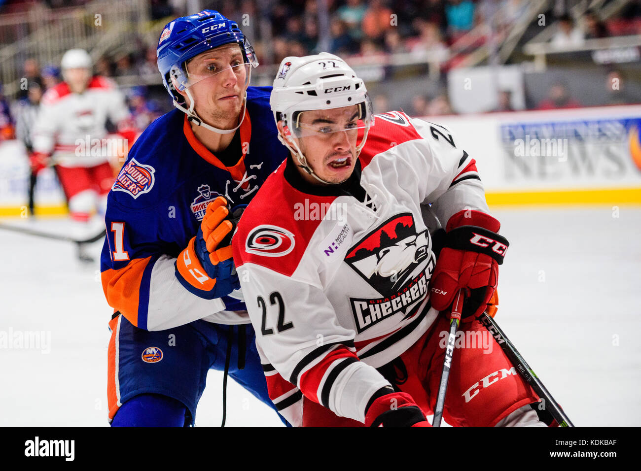 Charlotte center Andrew Poturalski (22) during the AHL hockey game ...