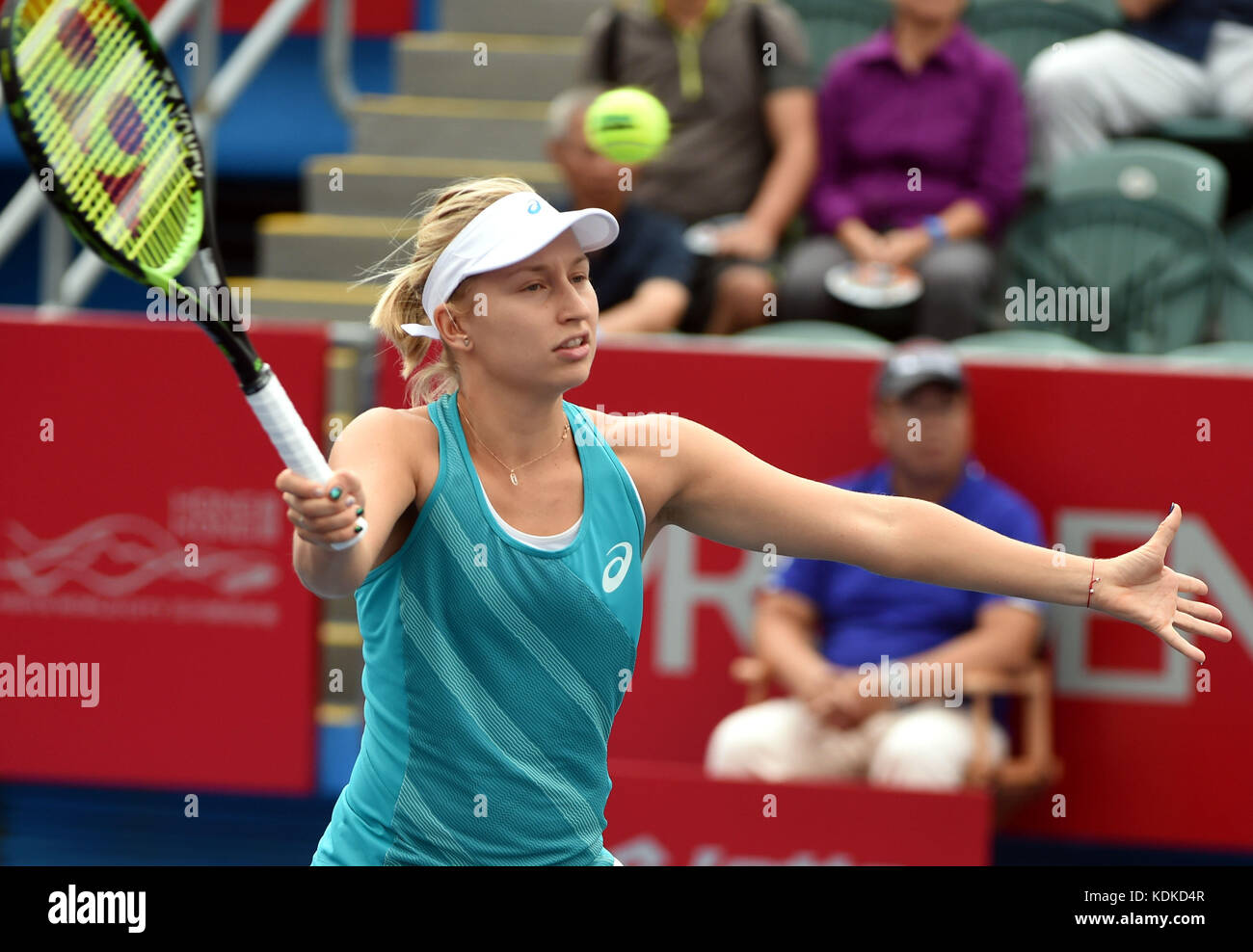 Hong Kong, China. 14th Oct, 2017. Daria Gavrilova of Australia hits a ...
