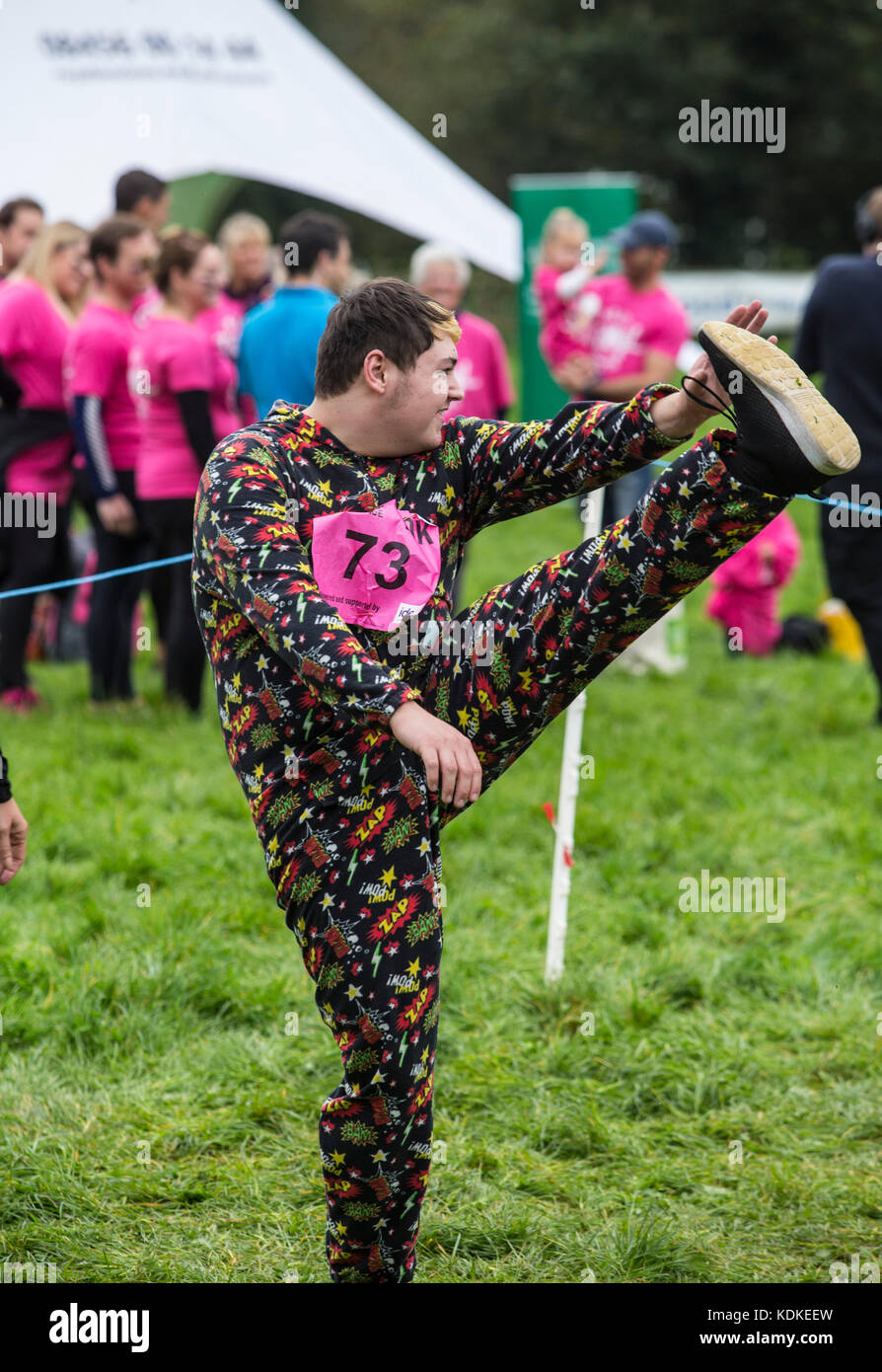 East Budleigh, Devon, 14th Oct 17 Participants at the warm up. The ...