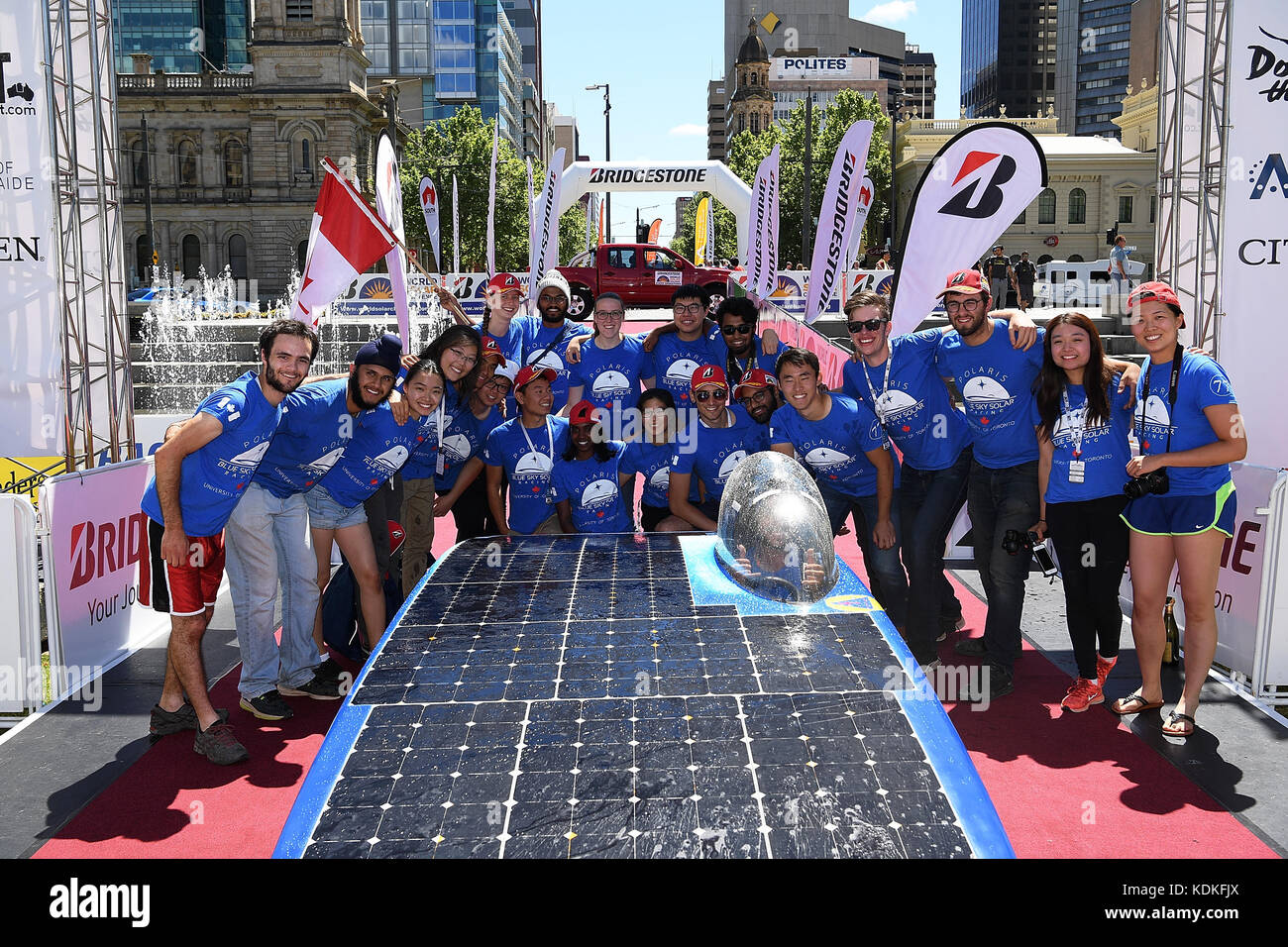 Canberra, Adelaide. 14th Oct, 2017. Memebers of Blue Sky Solar Racing ...