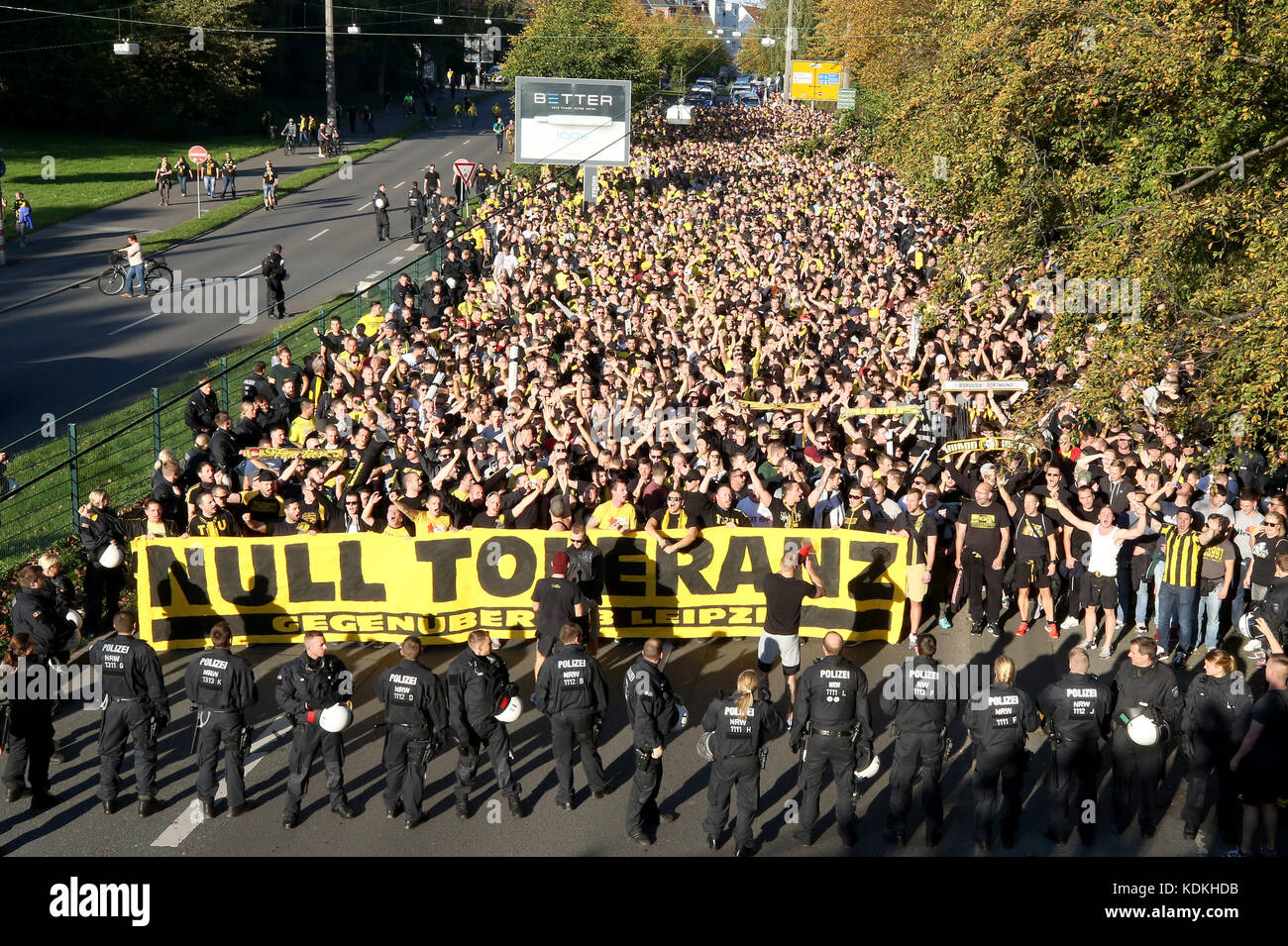 Borussia Dortmund fans protest against RB Leipzig in downtown Dortmund ...