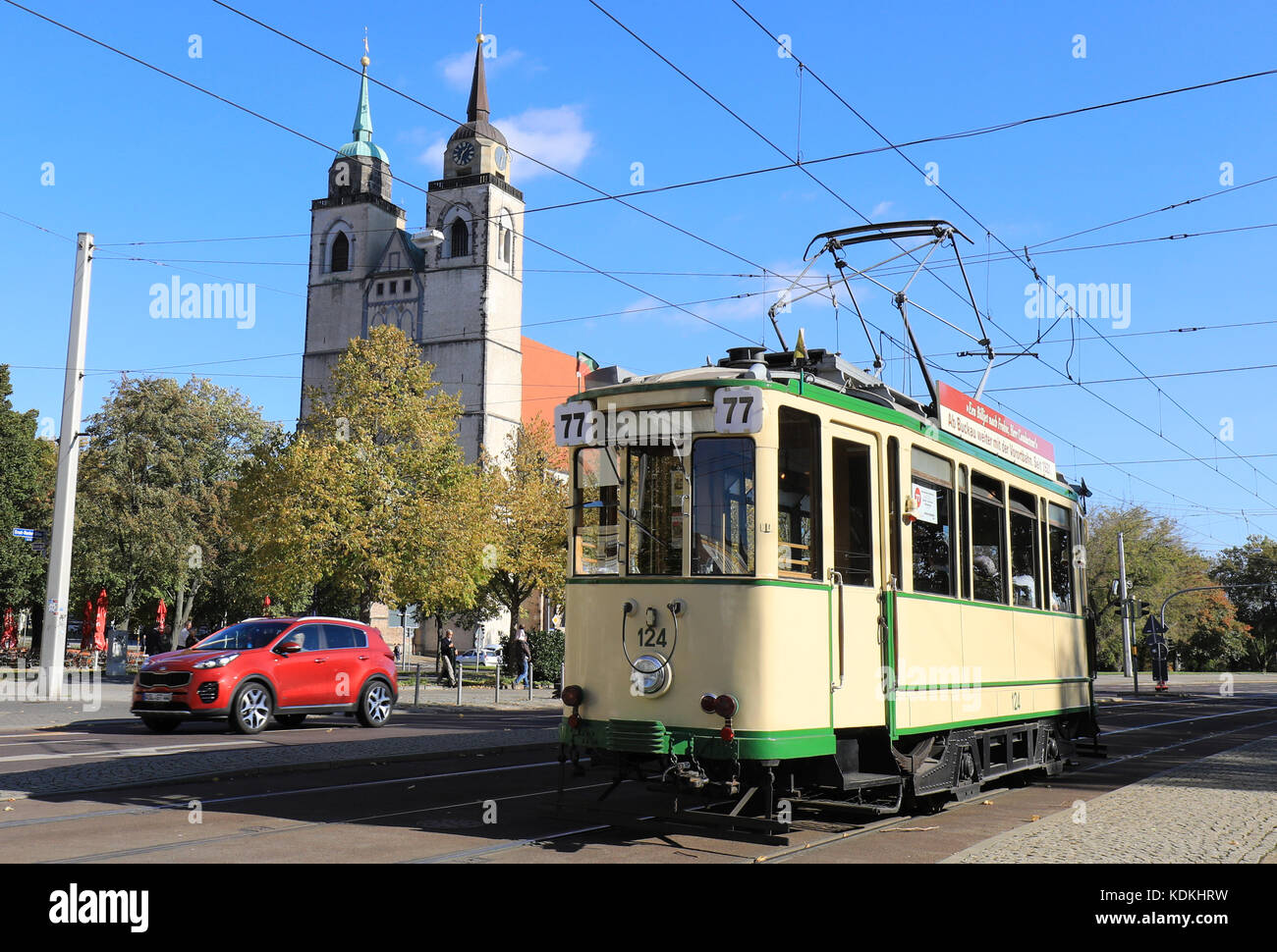 Magdeburg, Germany. 14th Oct, 2017. Picture of the historical tram ...