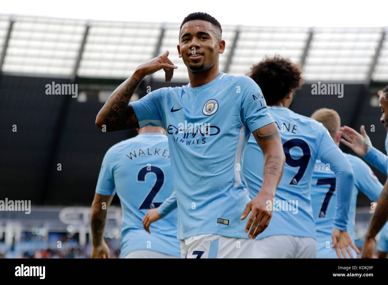 Gabriel Jesus celebrates goal MANCHESTER CITY V STOKE CITY FC PREMIER ...
