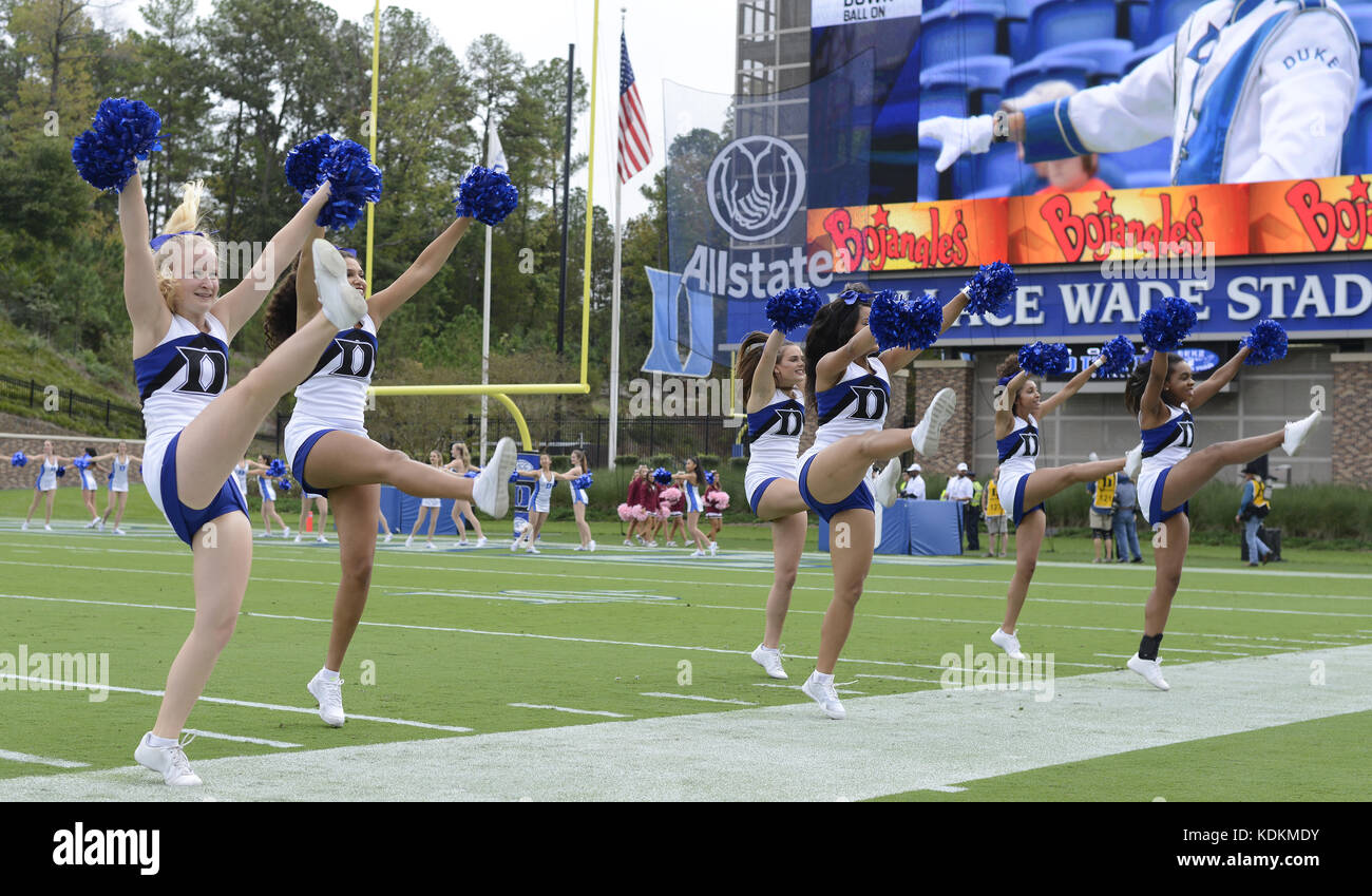 Durham, North Carolina, USA. 14th Oct, 2017. Duke cheer team performs ...