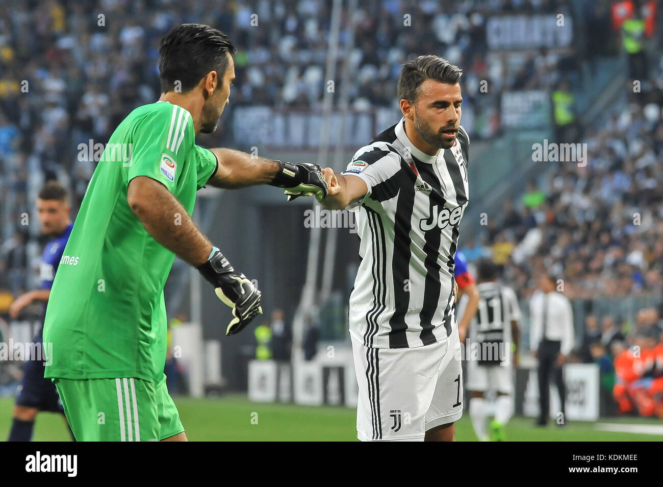 Turin, Italy. 14th October, 2017. Gianluigi Buffon (Juventus FC)and ...