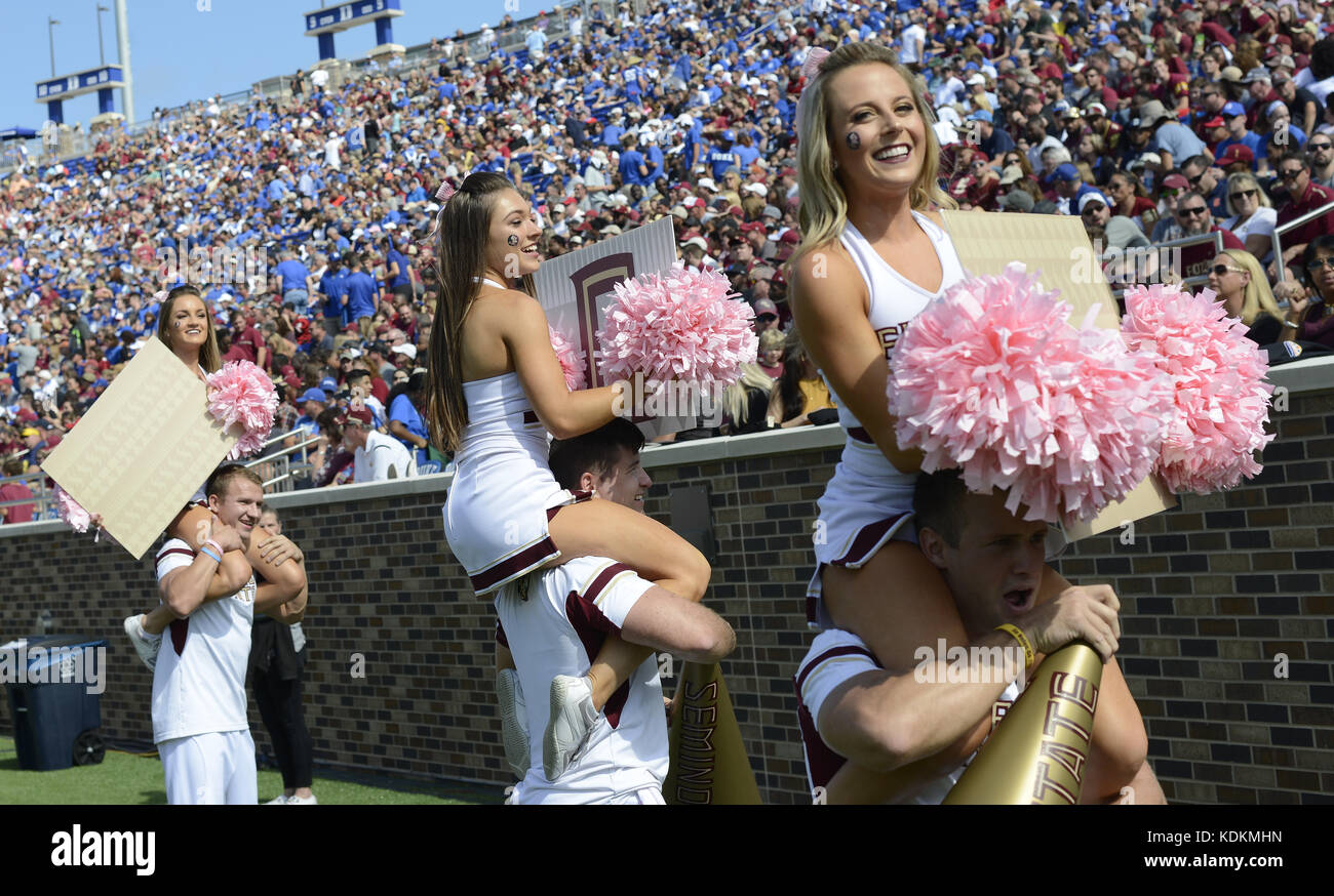 Durham, North Carolina, USA. 14th Oct, 2017. Florida State cheer team ...