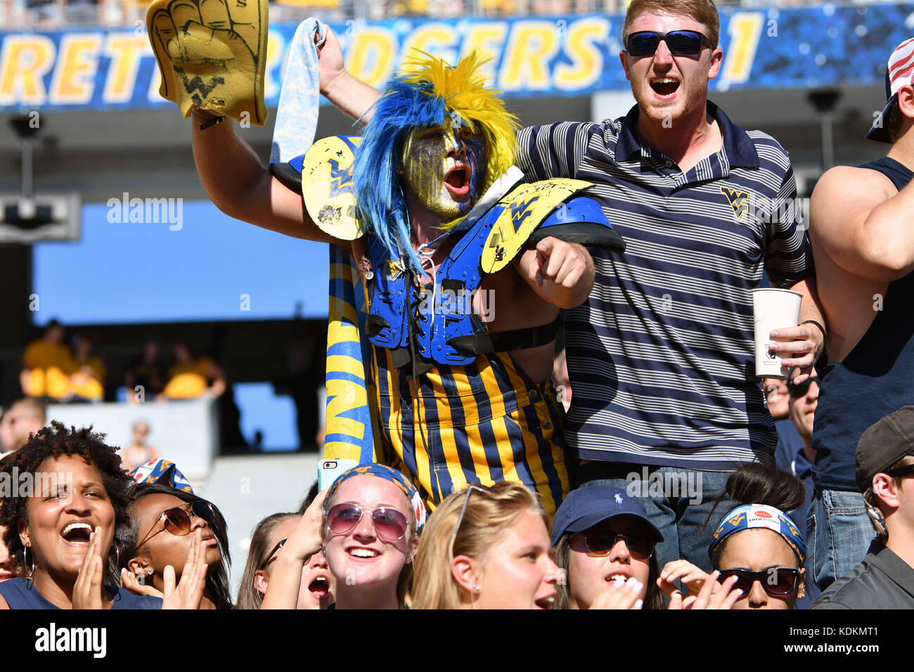 Morgantown, West Virginia, USA. 14th Oct, 2017. WVU fans in the student ...