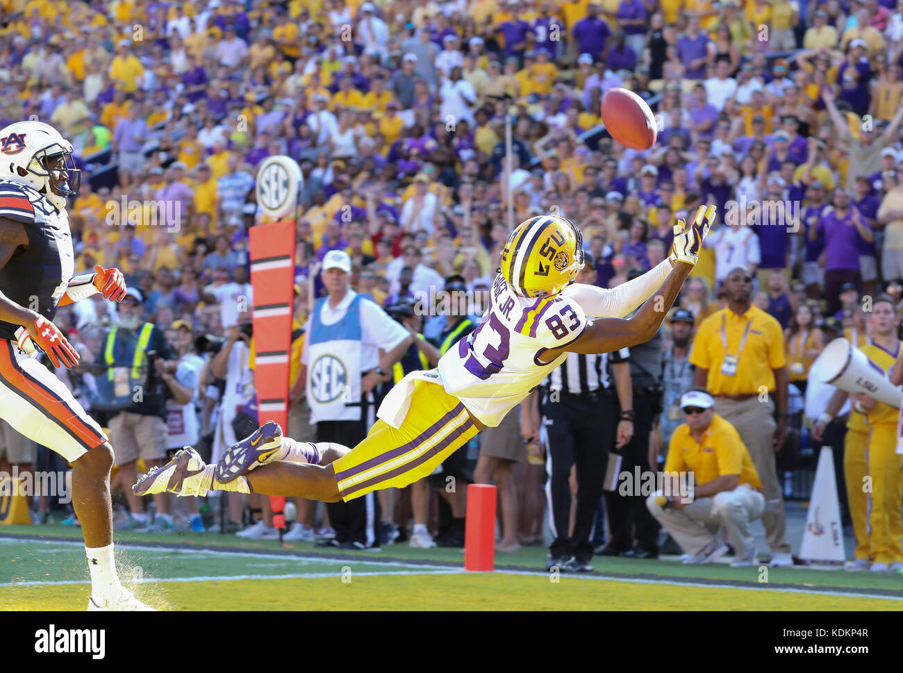 Baton Rouge, LA, USA. 14th Oct, 2017. LSU WR Russell Gage #83 about to ...