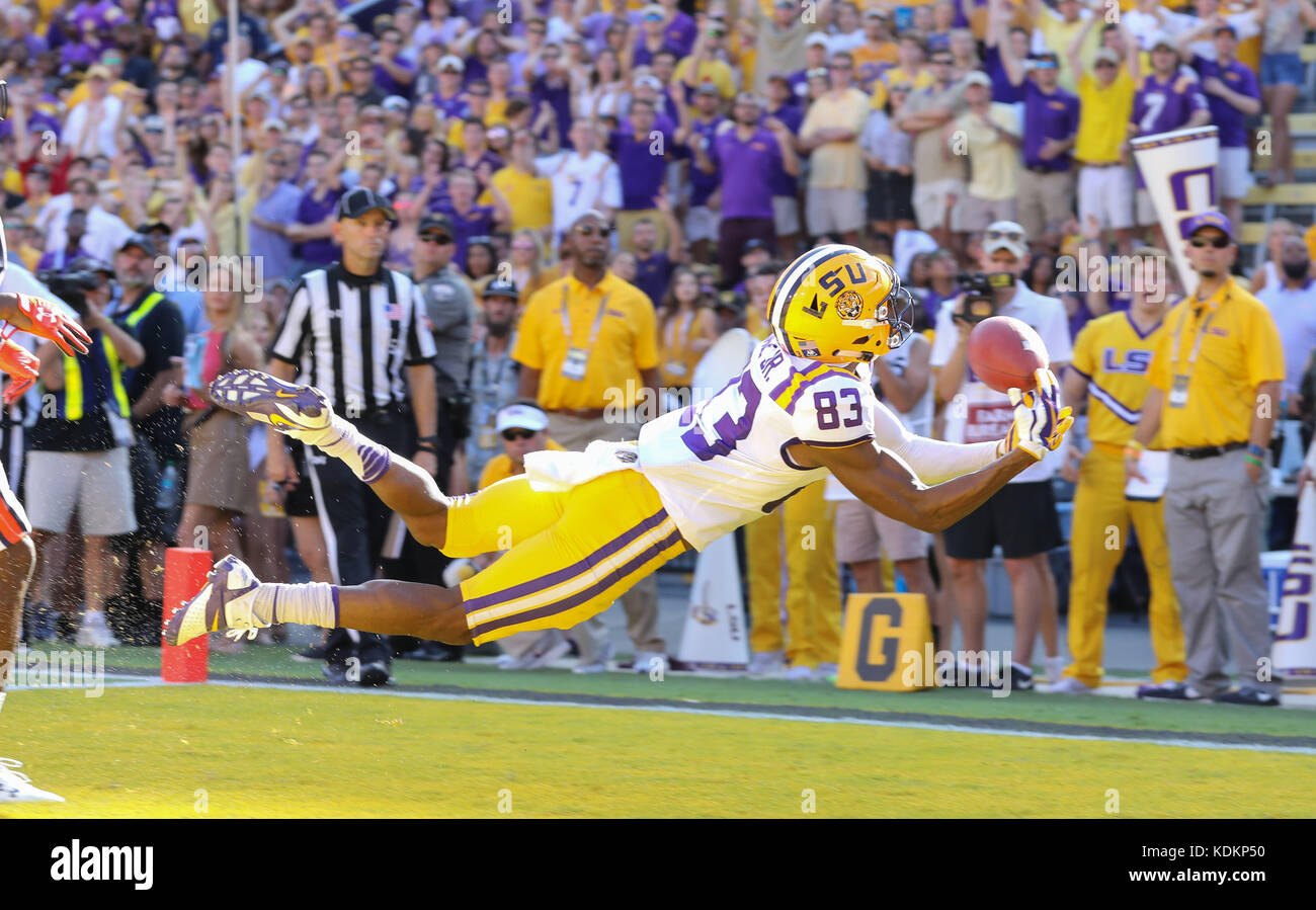 Baton Rouge, LA, USA. 14th Oct, 2017. LSU's Russell Gage #83 makes a ...