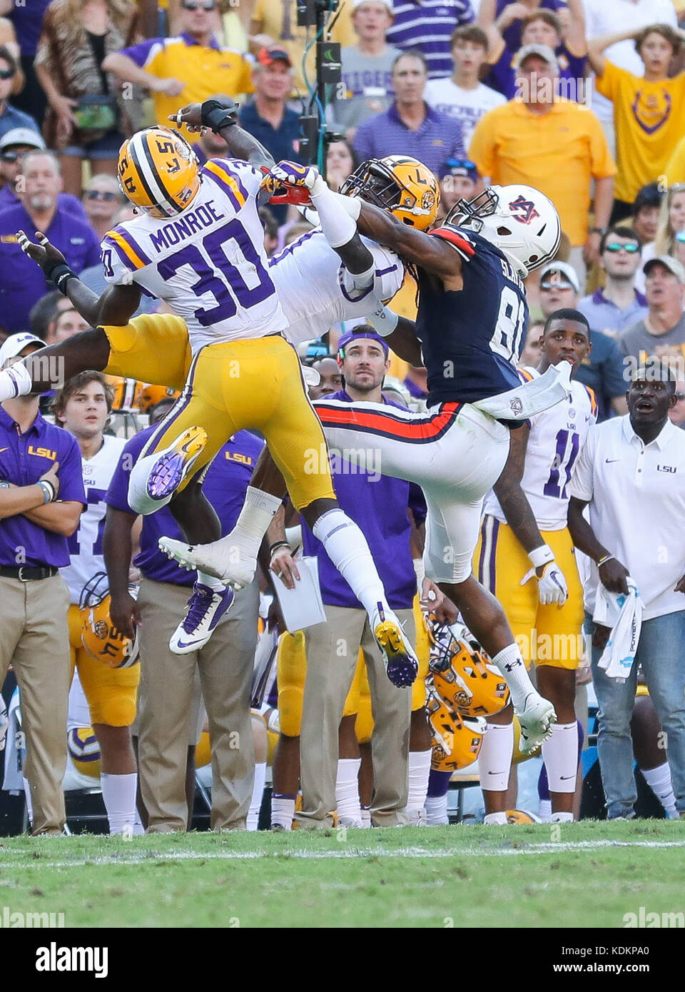 Baton Rouge, LA, USA. 14th Oct, 2017. LSU defenders Donte Jackson #1 ...