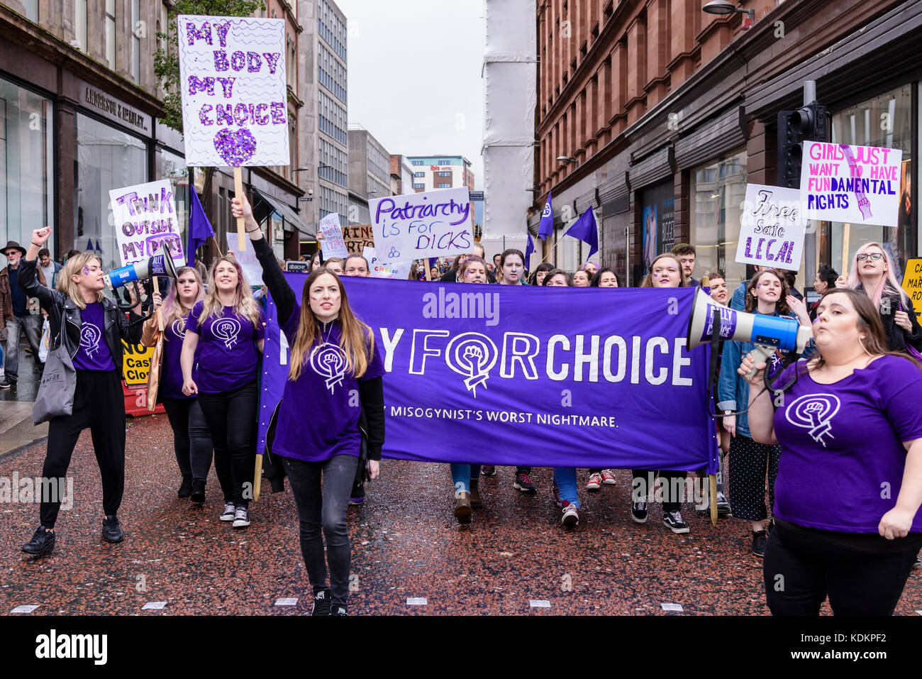 Belfast, Northern Ireland. 14/10/2017 - Rally For Choice hold a parade ...