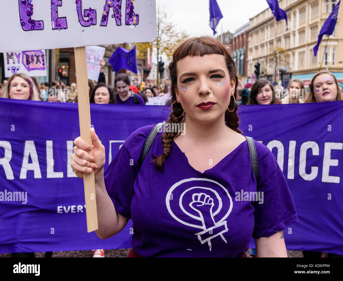 Belfast, Northern Ireland. 14/10/2017 - Rally For Choice hold a parade ...