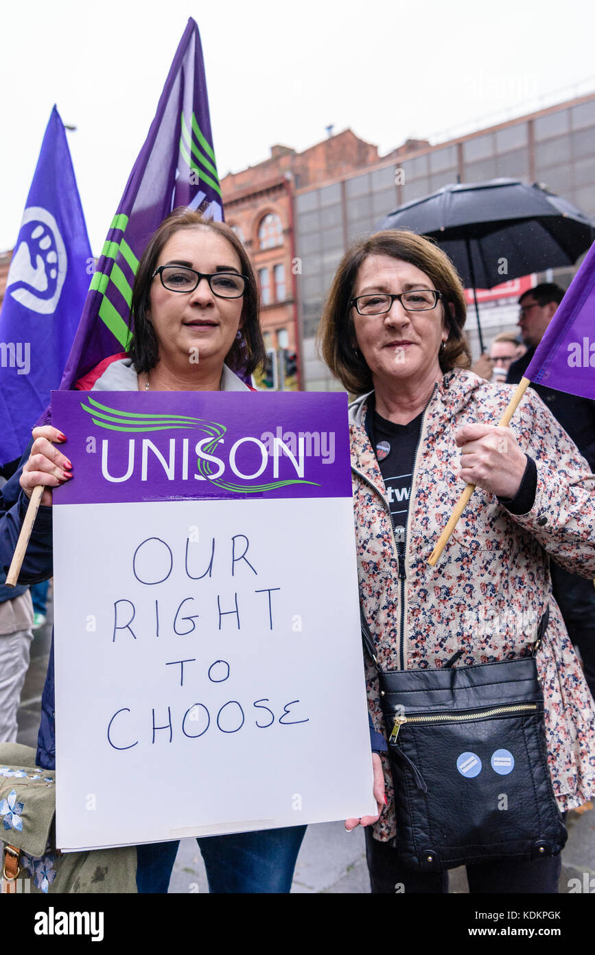 Belfast, Northern Ireland. 14/10/2017 - Rally For Choice hold a parade ...