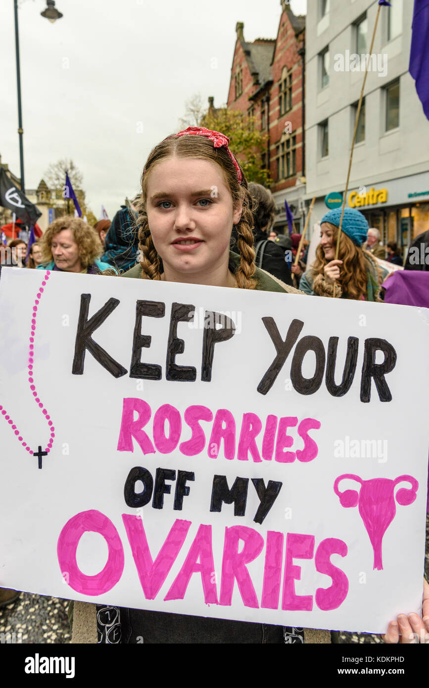 Belfast, Northern Ireland. 14/10/2017 - Rally For Choice hold a parade ...