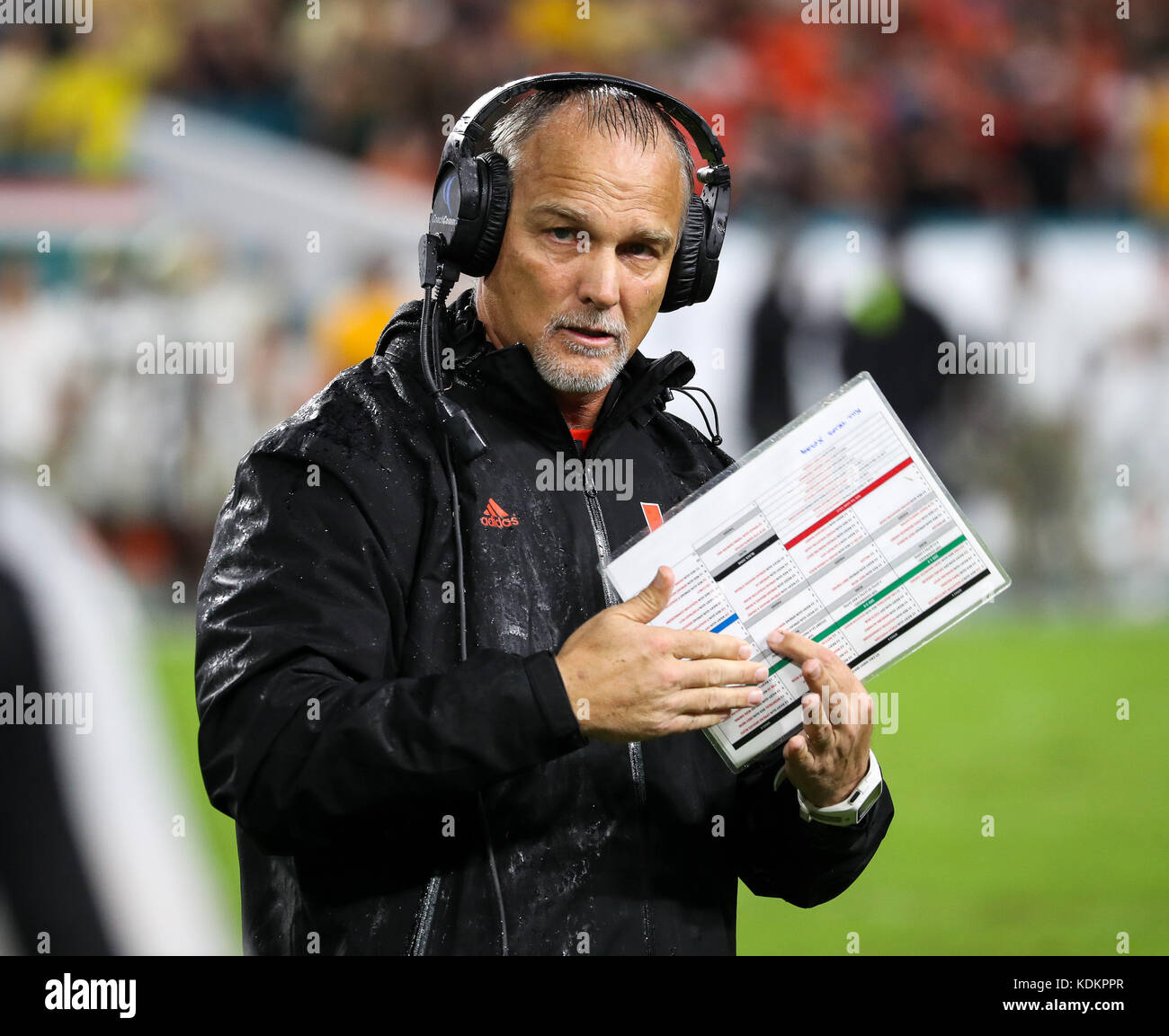 Miami Gardens, Florida, USA. 14th Oct, 2017. Miami Hurricanes head ...