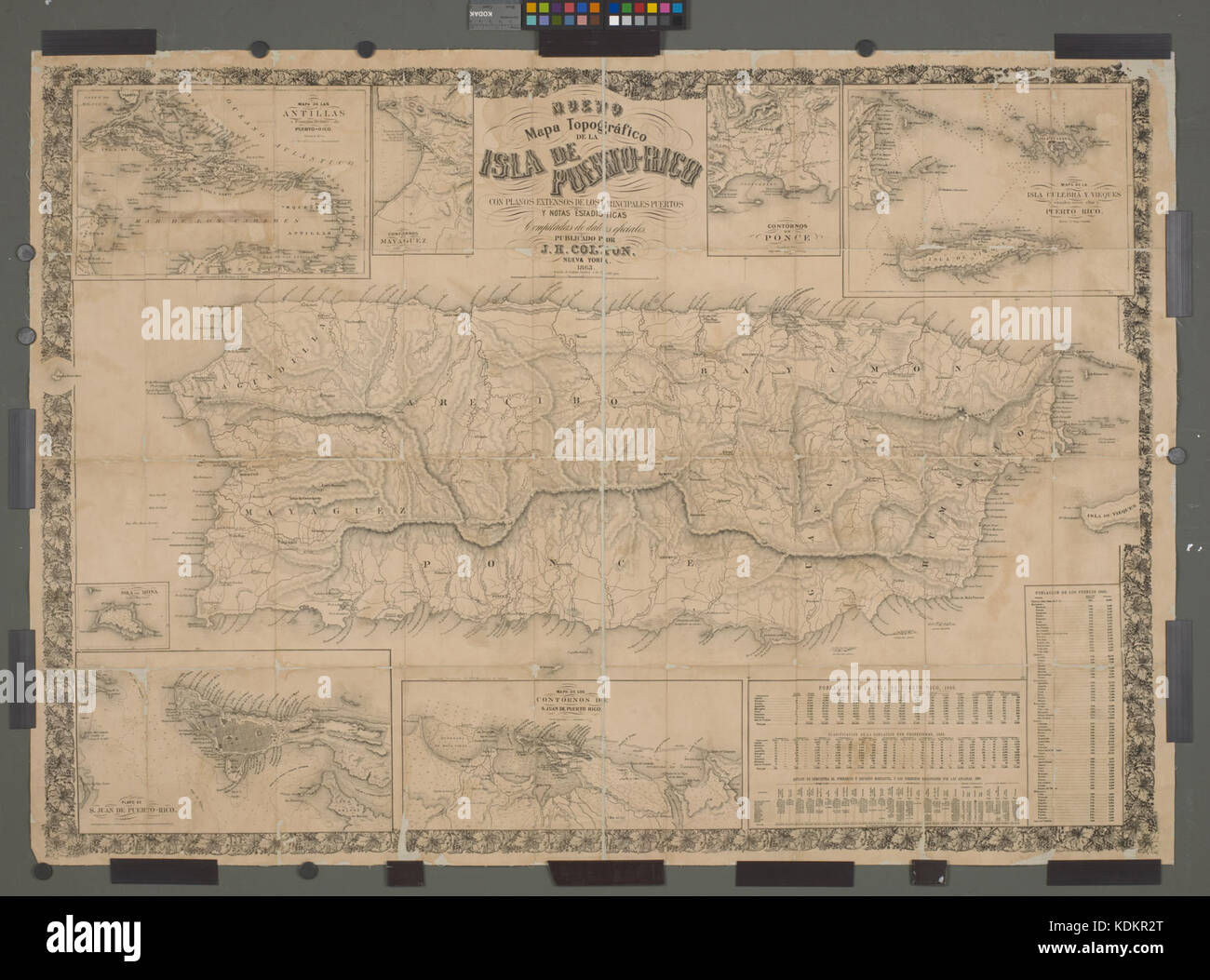 Mapa topografico de la isla de Puerto Rico; Contornos de Ponce (inset ...