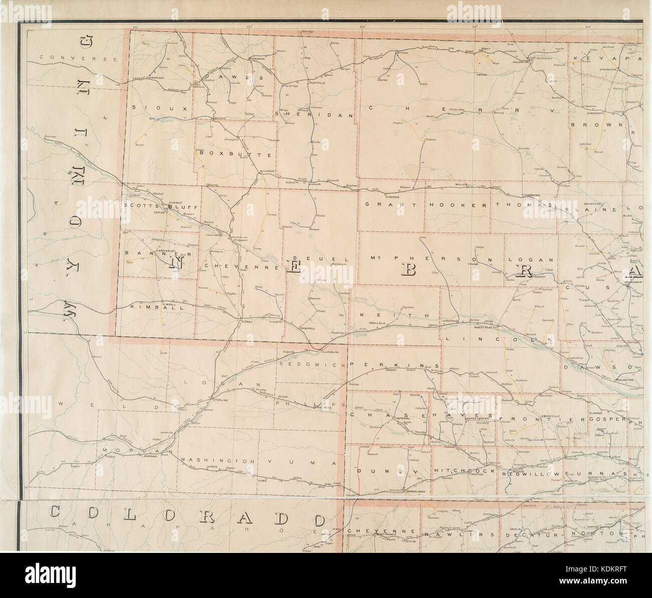 A historical post route map of Kansas and Nebraska, dated December 1 ...