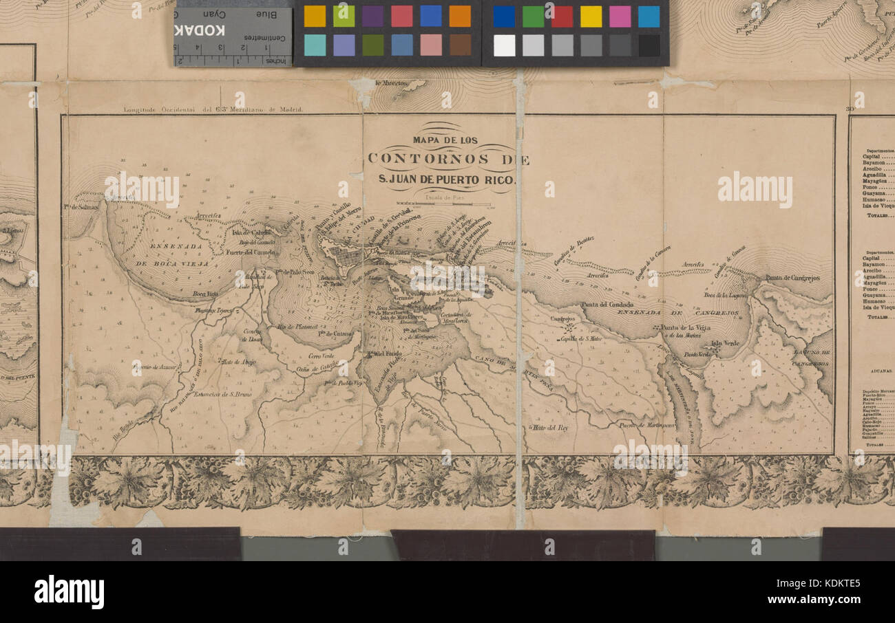 Mapa topografico de la isla de Puerto Rico; Contornos de Ponce (inset ...