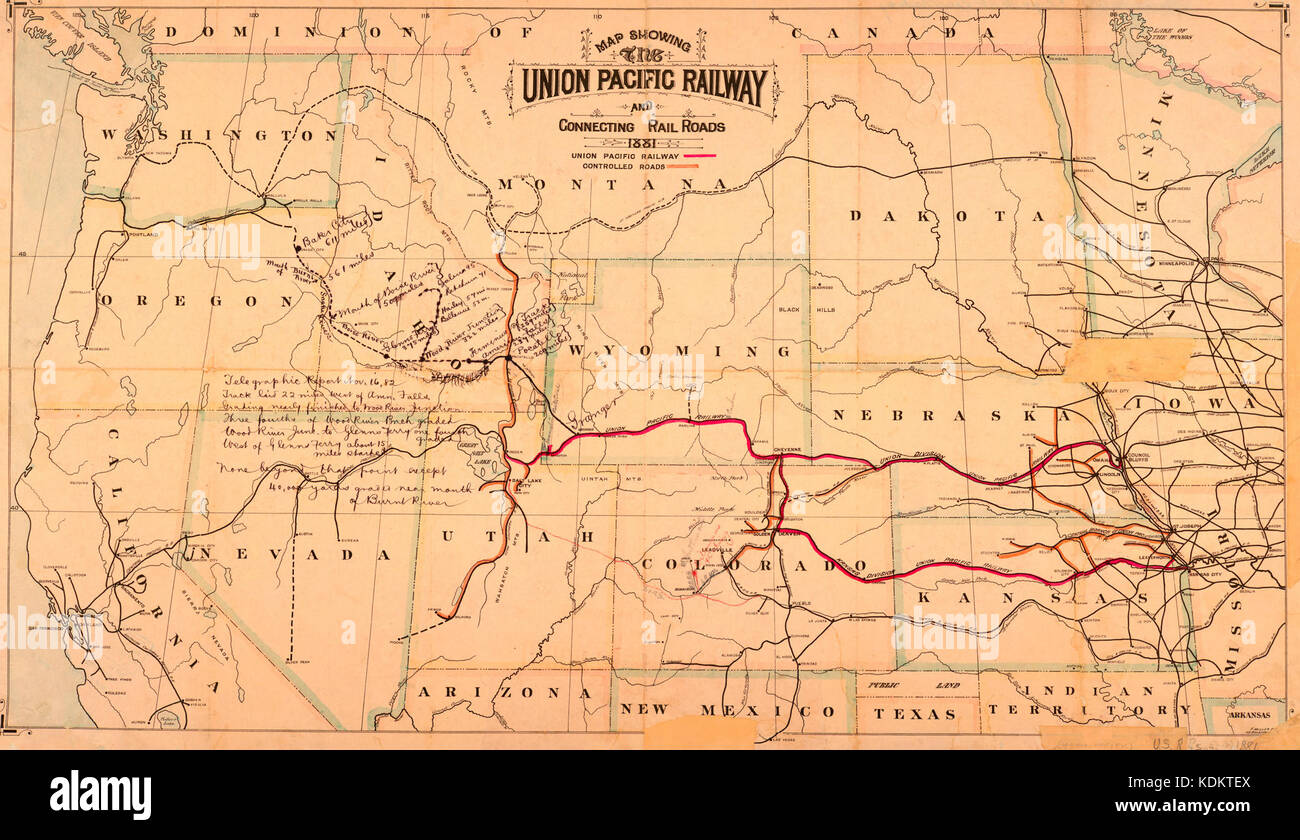 Map showing the Union Pacific Railway and connecting rail roads, 1881 ...