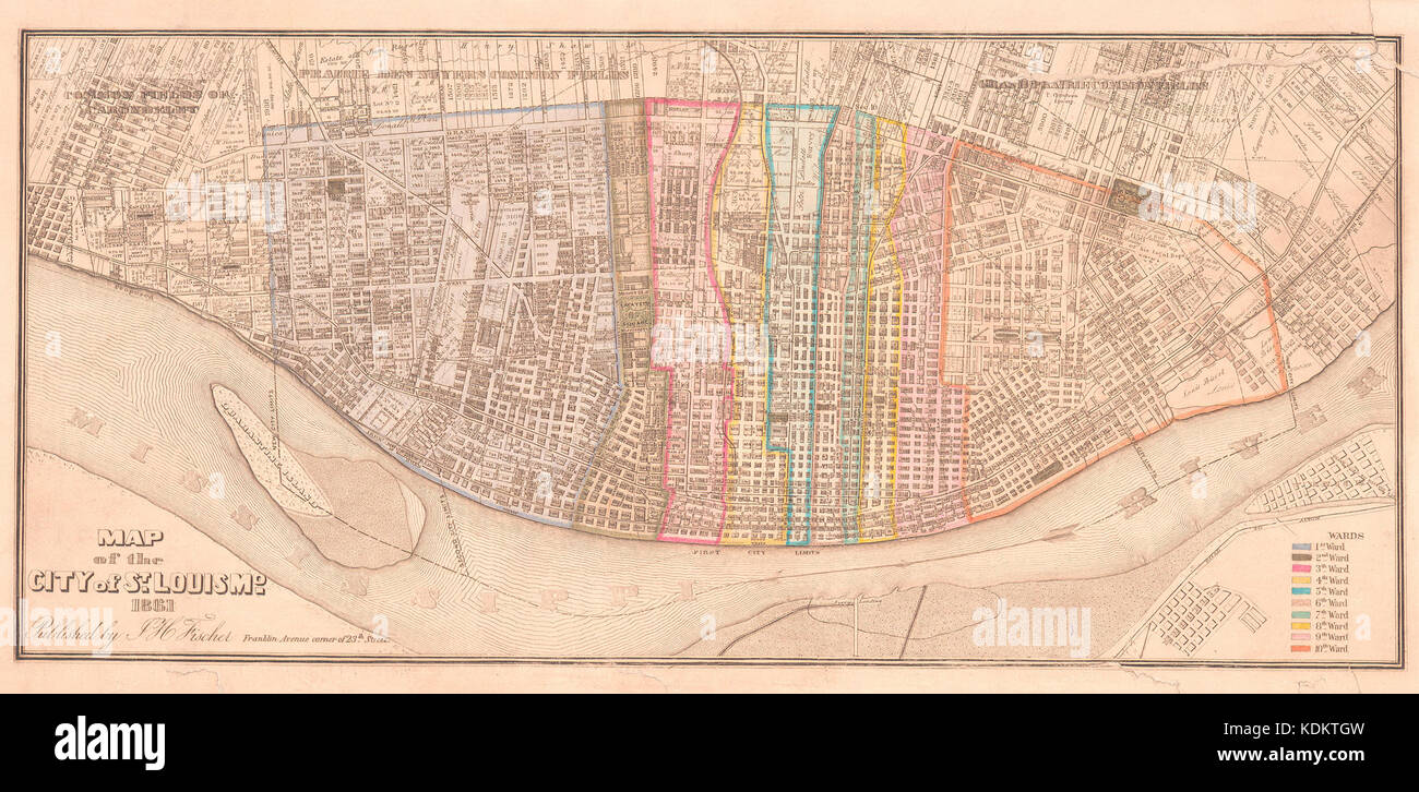 Map of the city of St. Louis, Mo., 1861 (NYPL b15842301 1952952 Stock ...