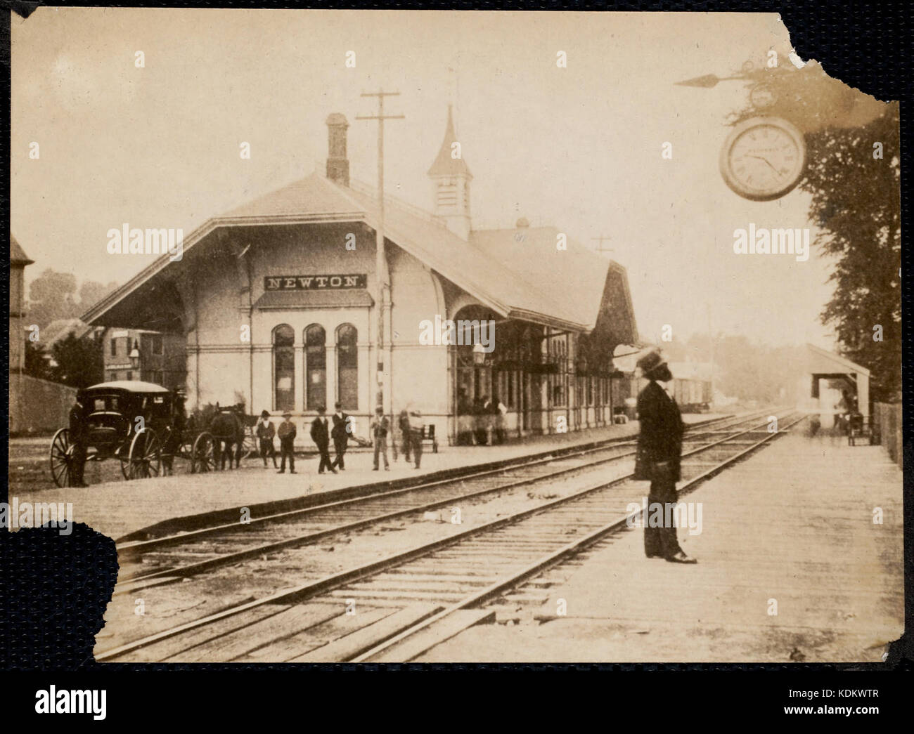 Newton Corner station building Stock Photo - Alamy