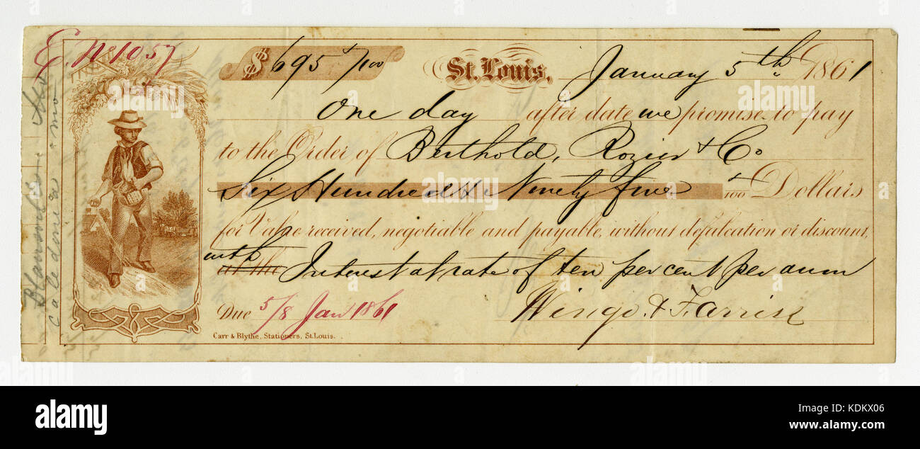 This promissory note, dated January 5, 1861, was signed by Wingo and ...