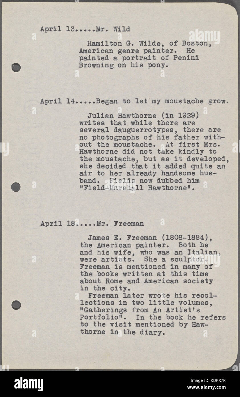 Italian Diary, 1859. Typed transcription of the Hawthorne Diary of 1859 ...