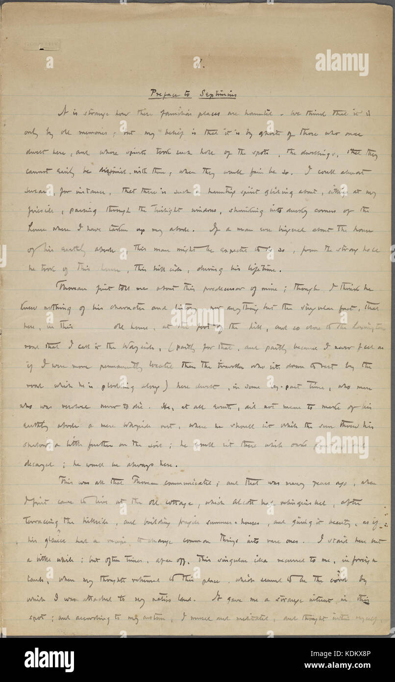 A first draft holograph manuscript of Septimius from 1861-1862, held at ...