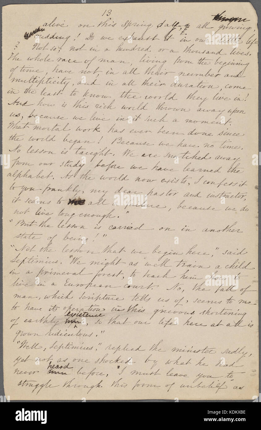 This manuscript, *Septimius Felton*, is an incomplete romance written by Nathaniel Hawthorne ...