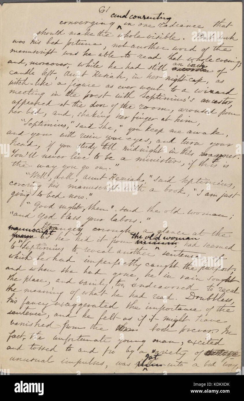 Septimius Felton. Septimius A Romance. Incomplete MS, in the hand of ...
