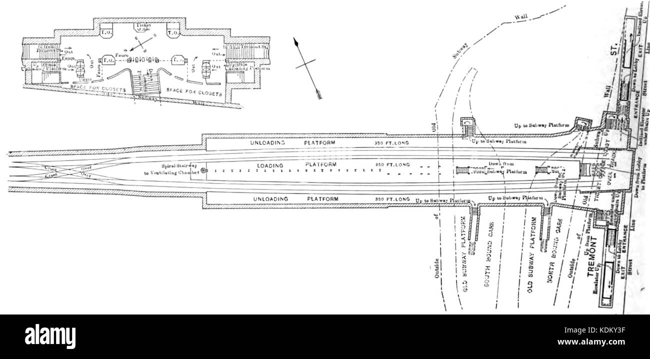 Park Street Under station floor plan, 1912 Stock Photo - Alamy
