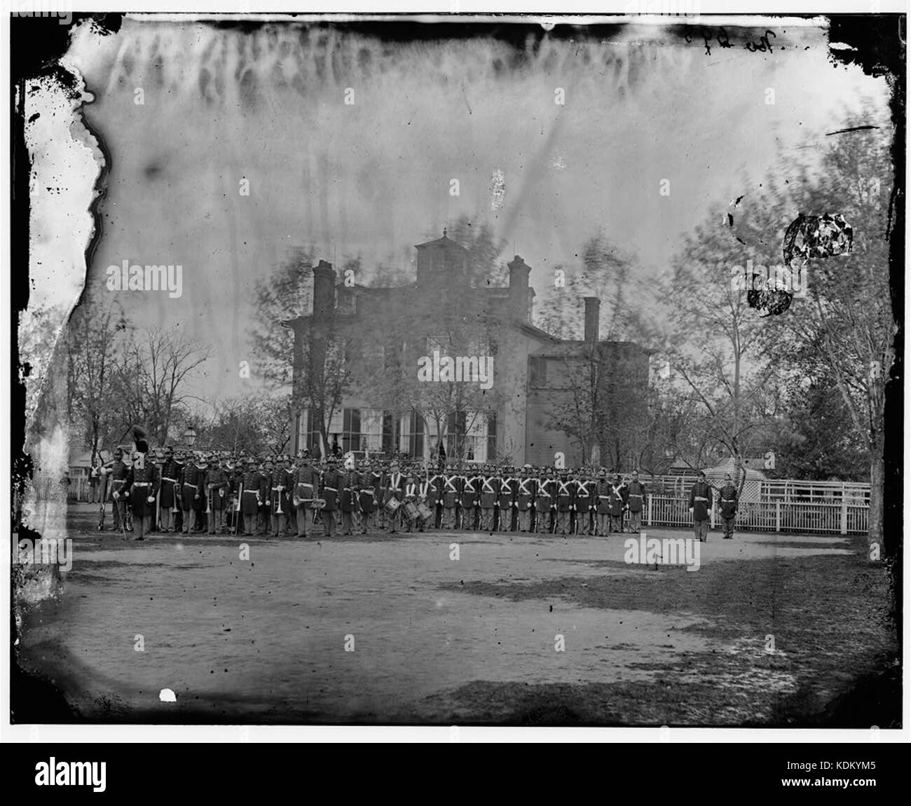Marine battalion in front of Commandant's House at the Marine barracks ...