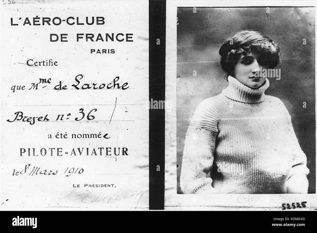 This document displays the pilot license of the first licensed female ...