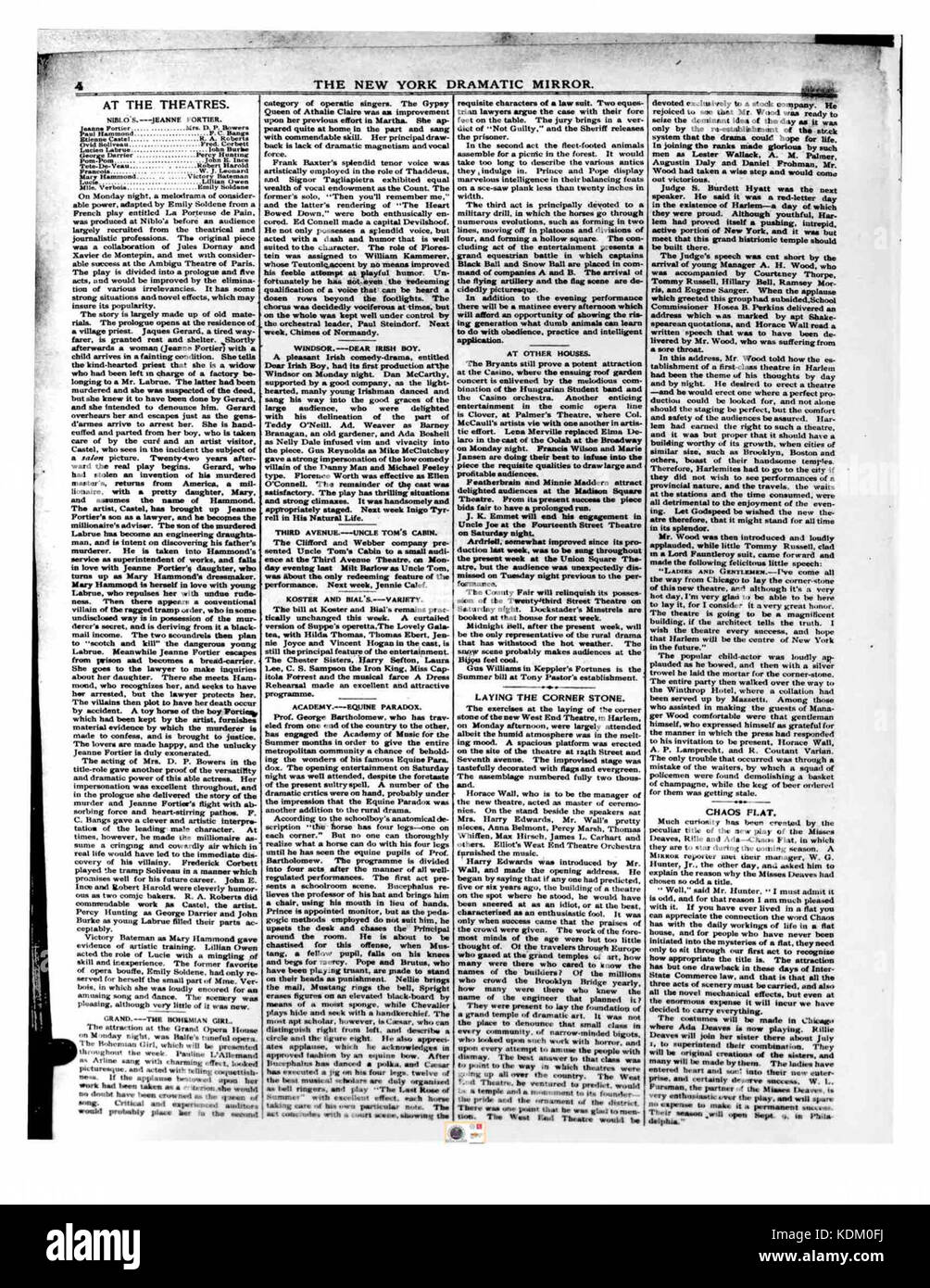 New York Dramatic Mirror 1889 06 15 p. 4 Stock Photo - Alamy