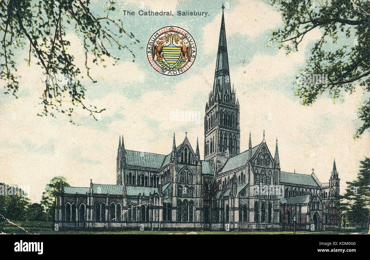 Salisbury Cathedral Mabbett postcard obverse Stock Photo - Alamy