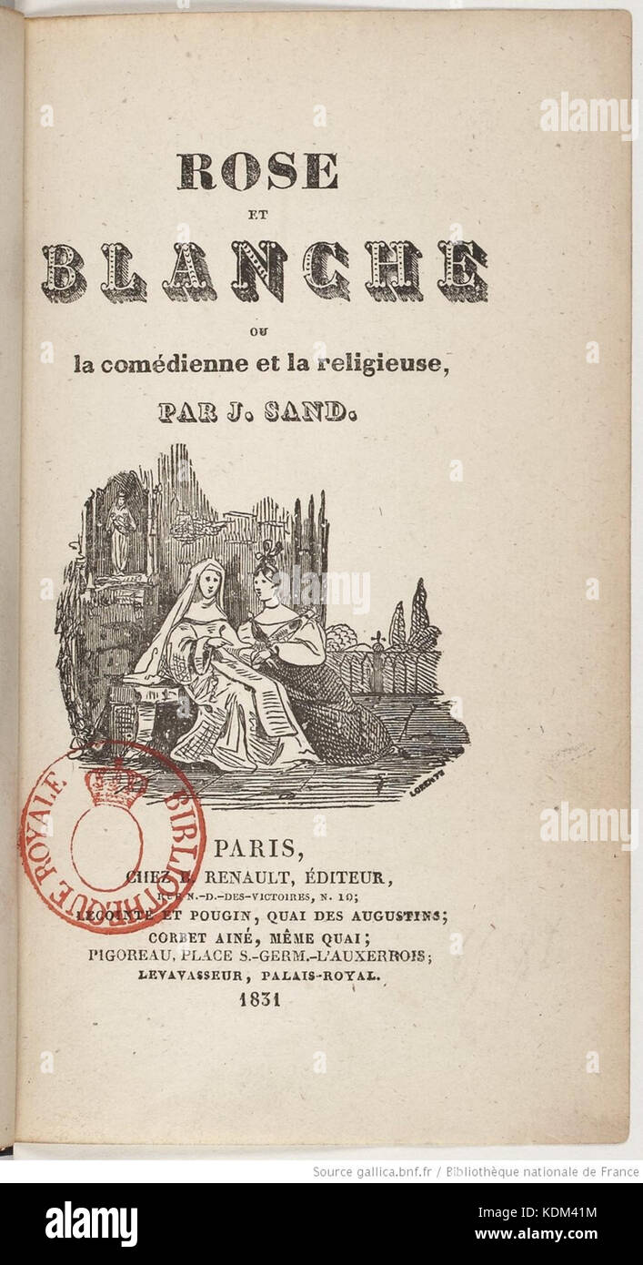 Rose et Blanche par J. Sand (1831) (A Stock Photo - Alamy