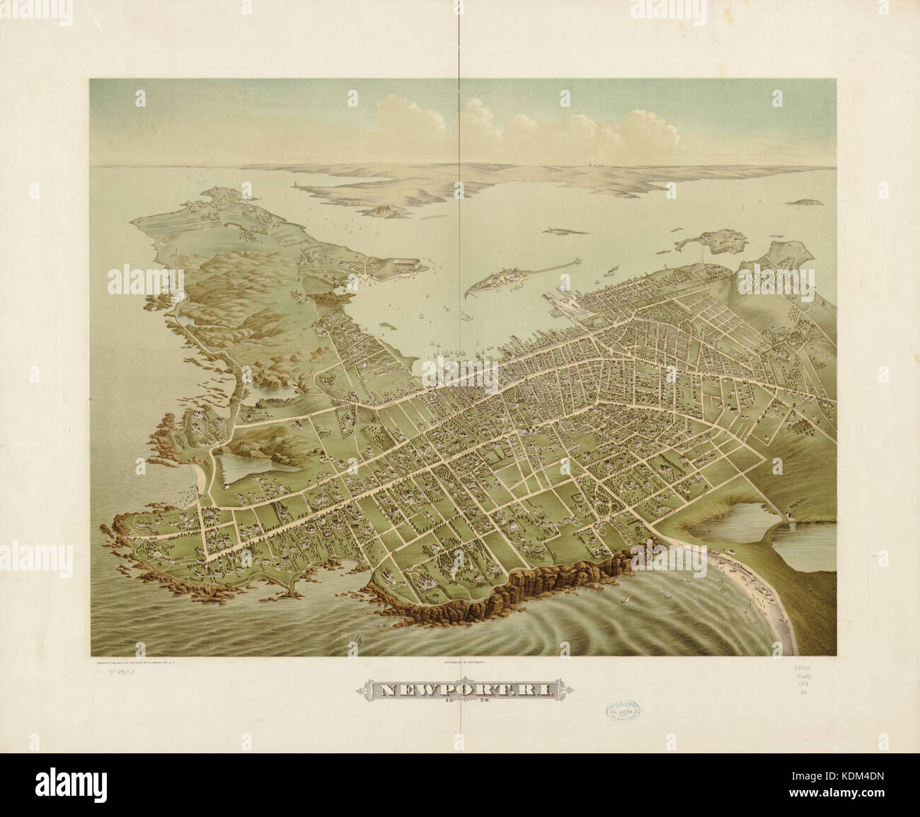 Historic Newport Rhode Island 1878 map Stock Photo - Alamy