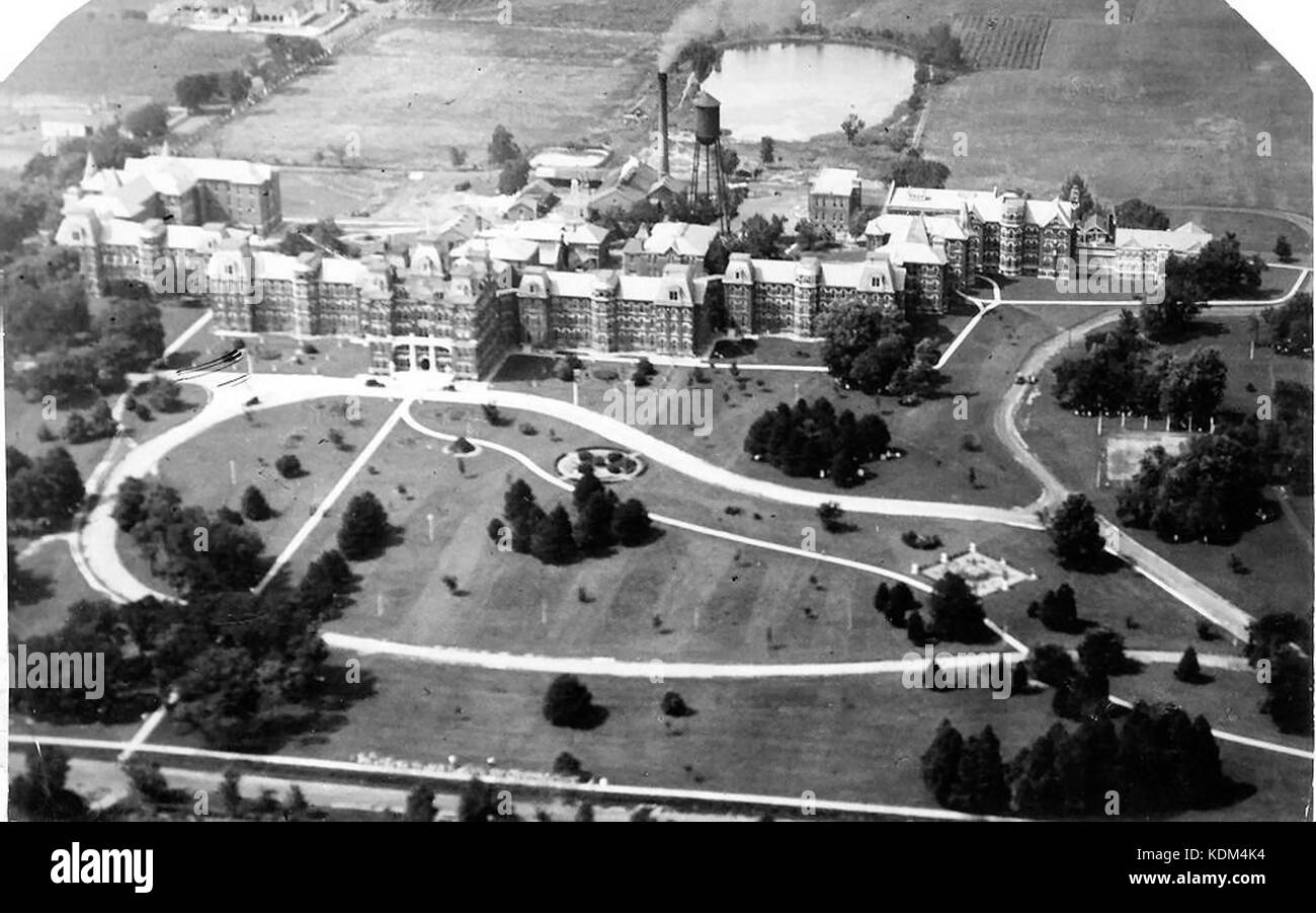 This historical photograph shows the Nevada State Hospital in Missouri ...
