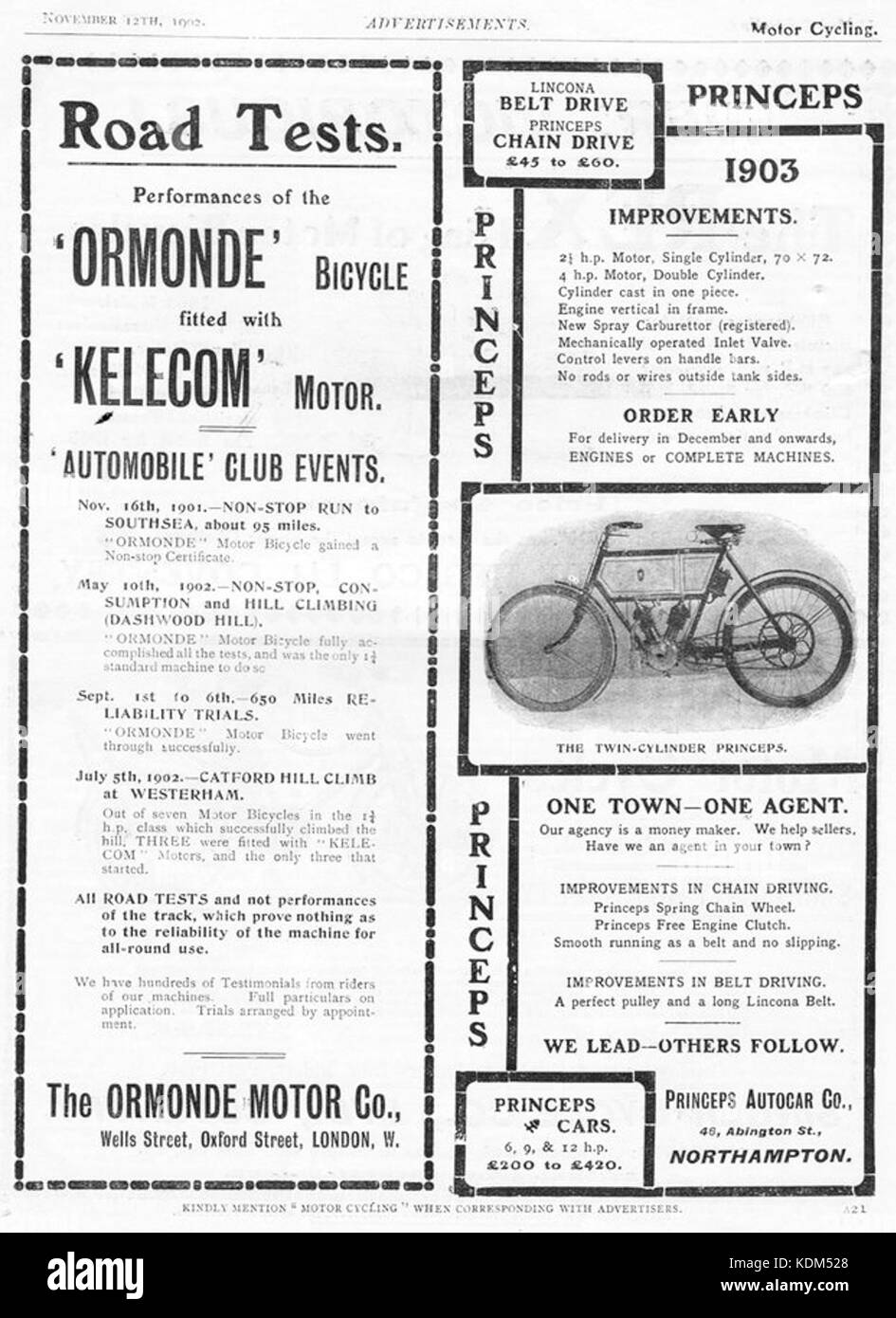 Vintage motorcycles advertisement Black and White Stock Photos & Images ...