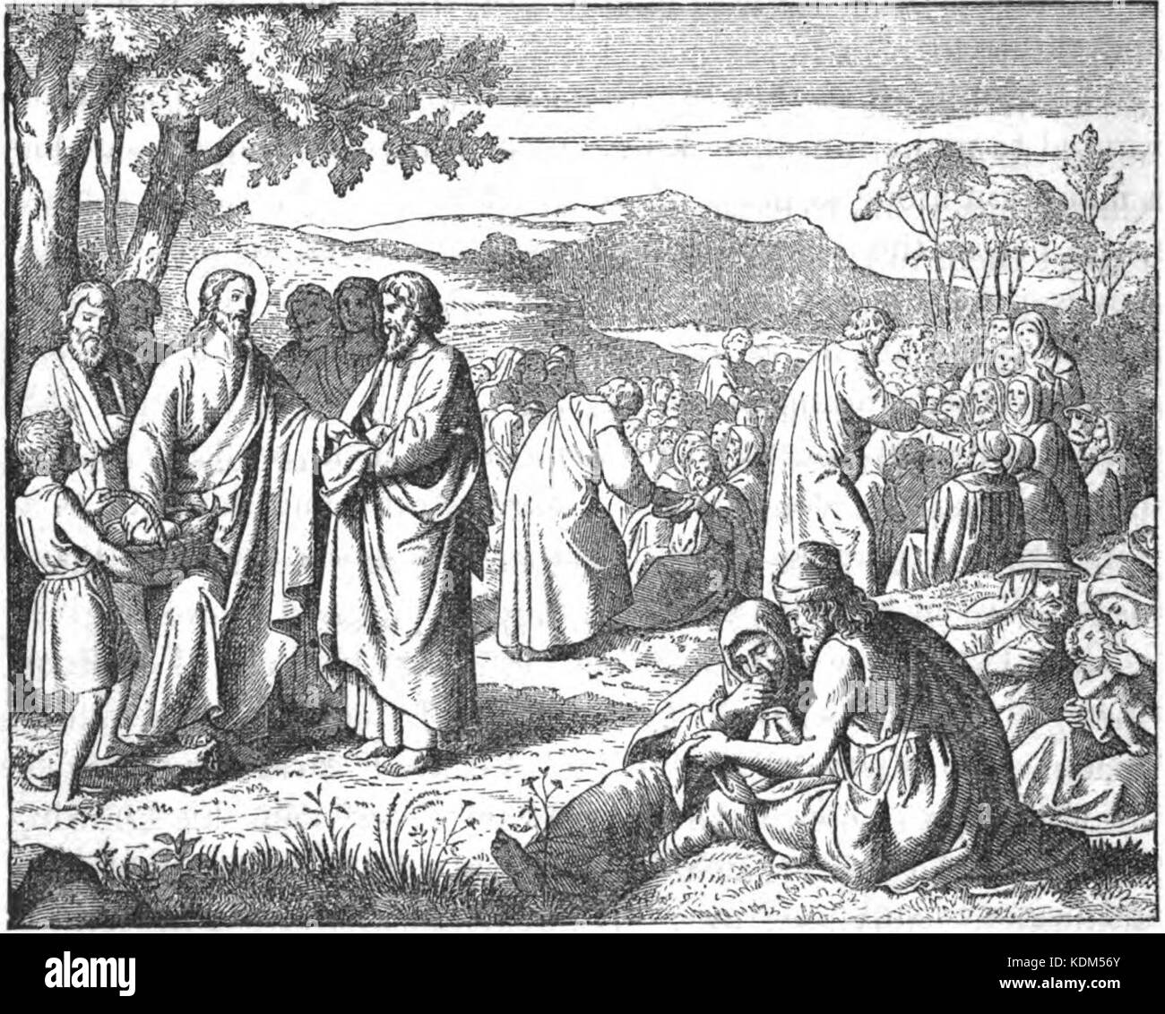 Jesus feeds the multitude Stock Photo - Alamy